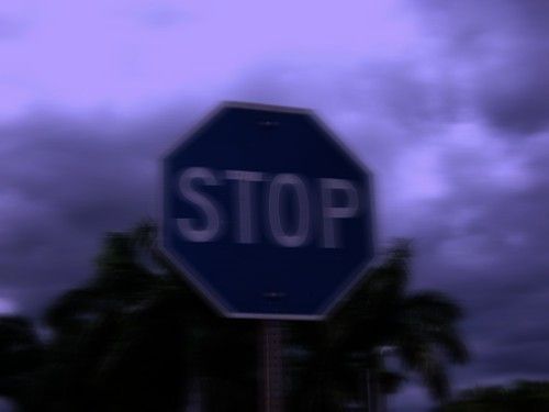 Purple Stop Sign