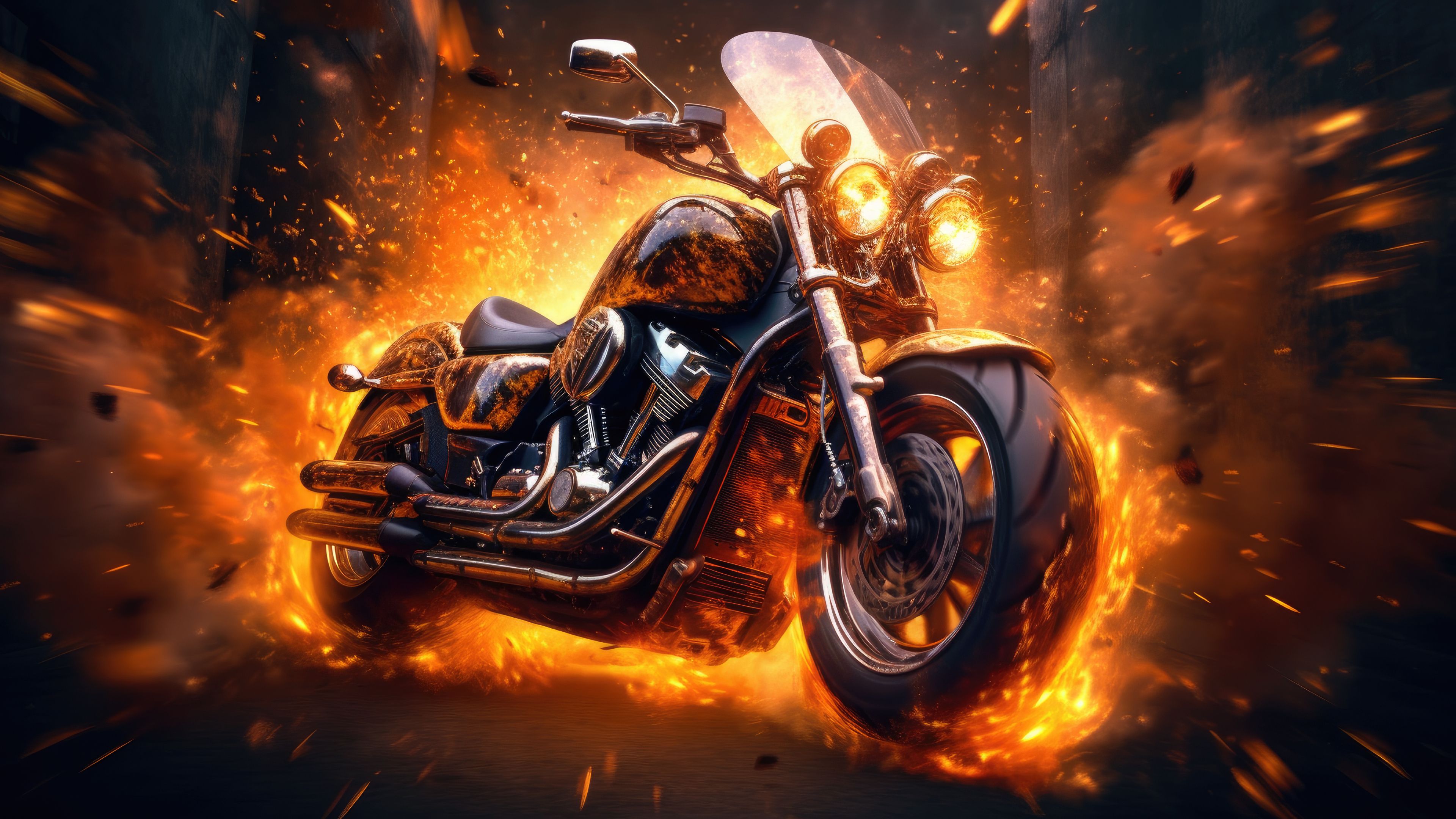 Blazing Fire Ride Artwork - Wallpaper Cave