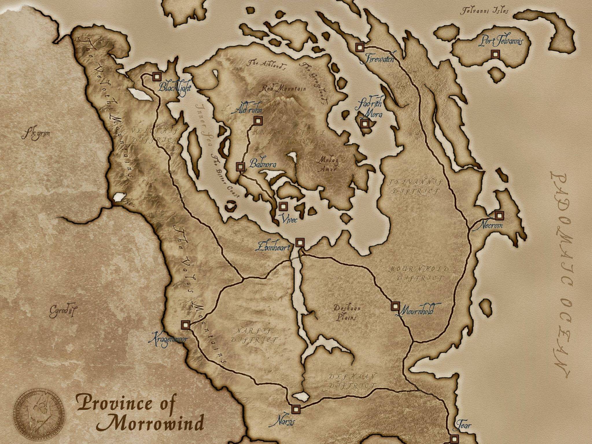 Elder Scrolls Morrowind Map