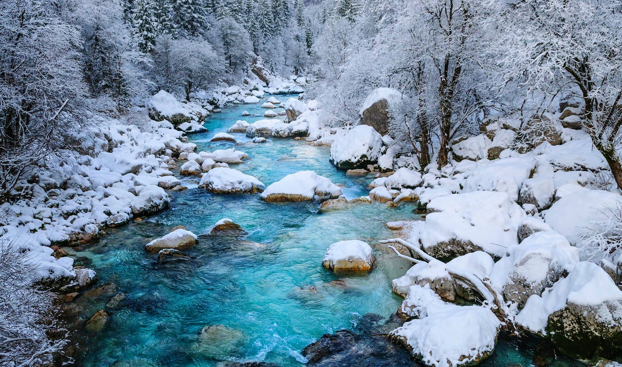 Winter Snow River Wallpapers - Wallpaper Cave