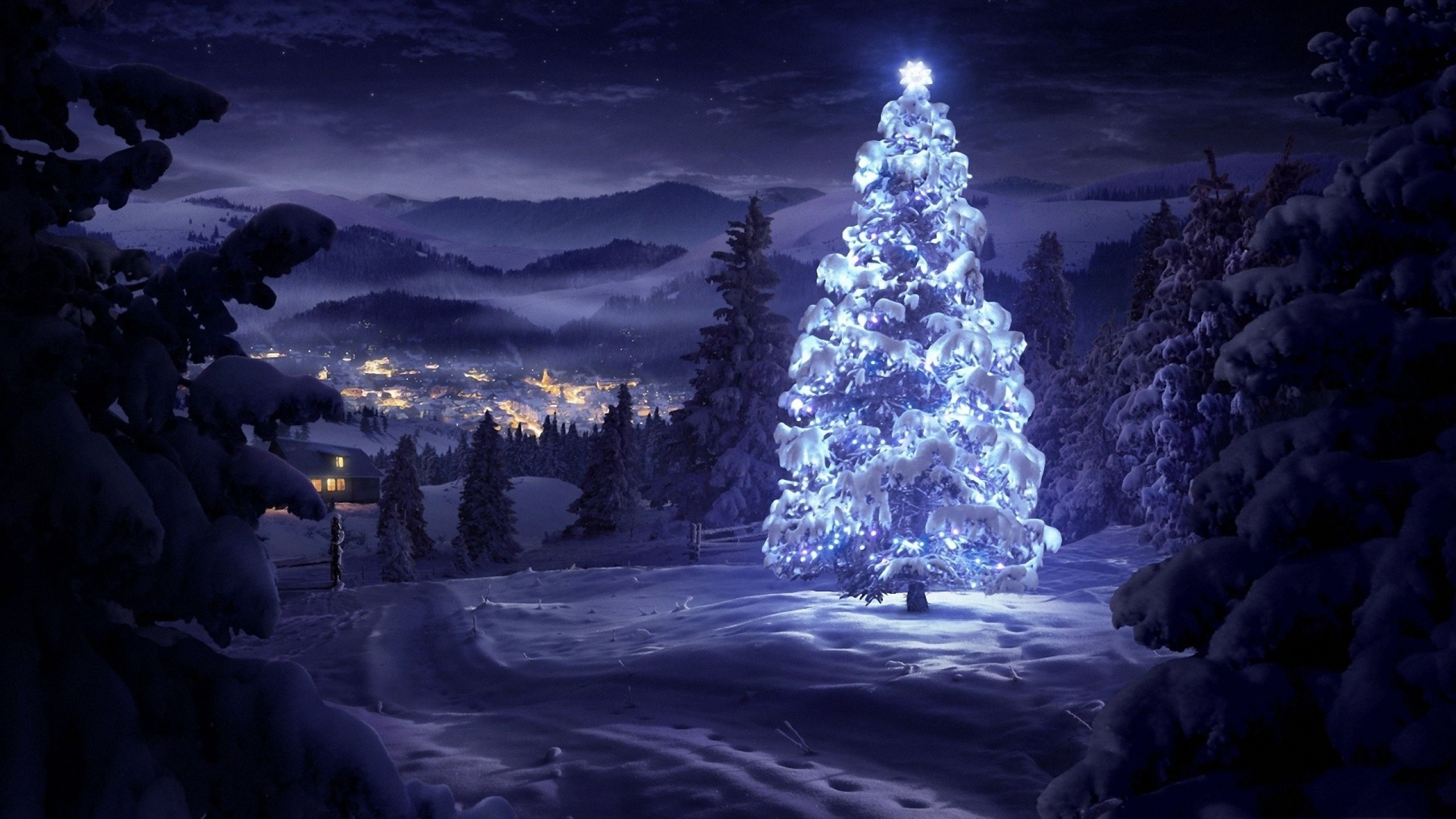 Christmas Snowy Scene Wallpapers - Wallpaper Cave