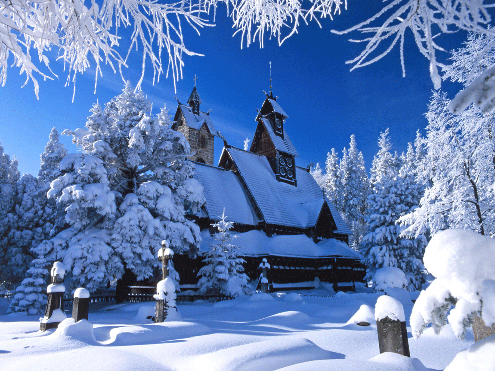 Christmas Snowy Scene Wallpapers - Wallpaper Cave