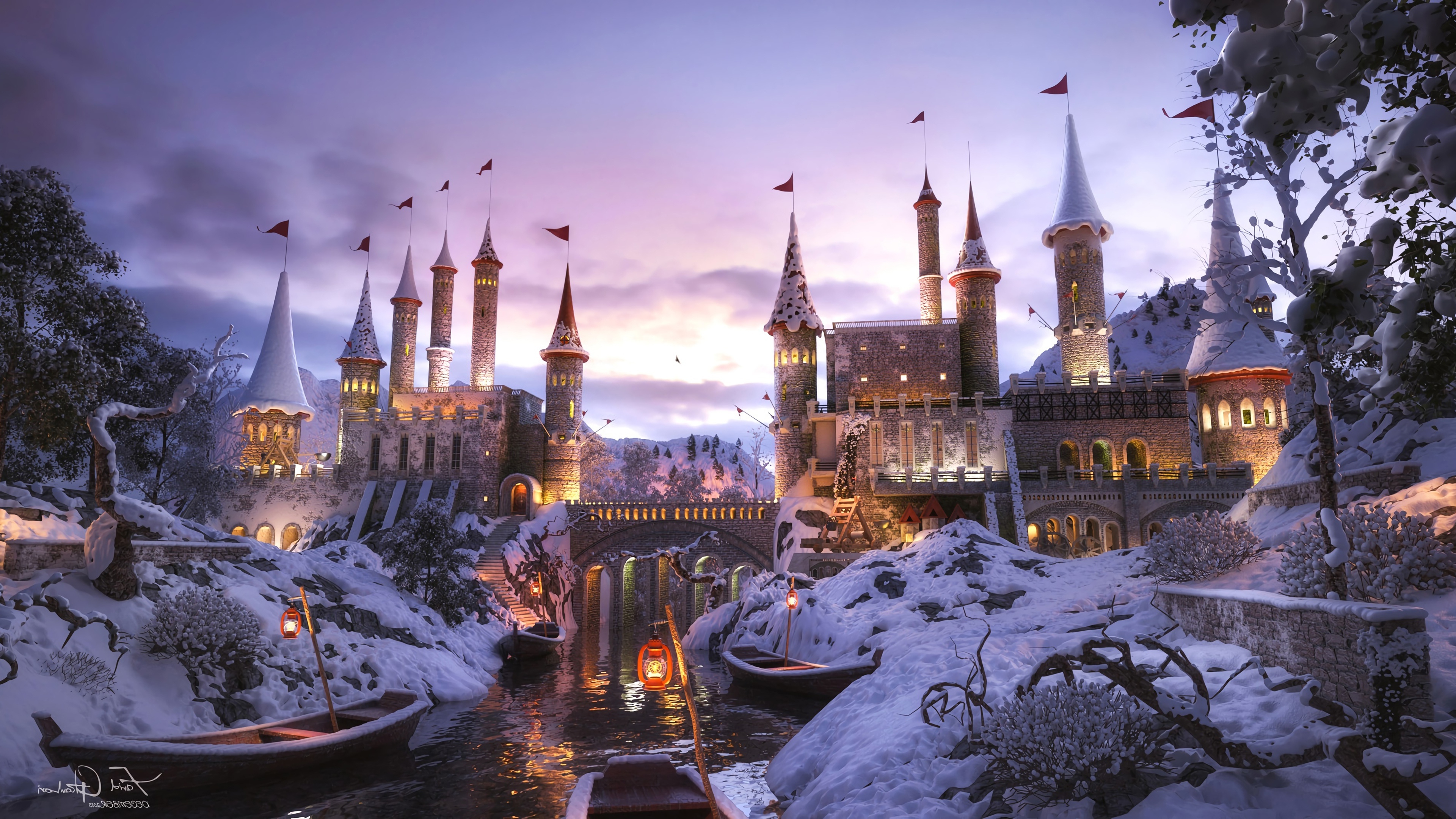 Winter Fantasy Castle Wallpapers - Wallpaper Cave