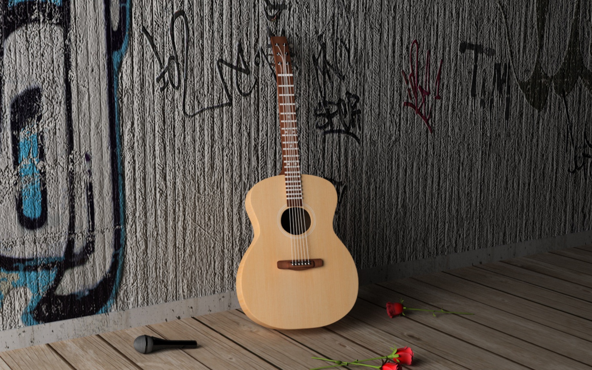 Guitar And Roses Wallpapers - Wallpaper Cave