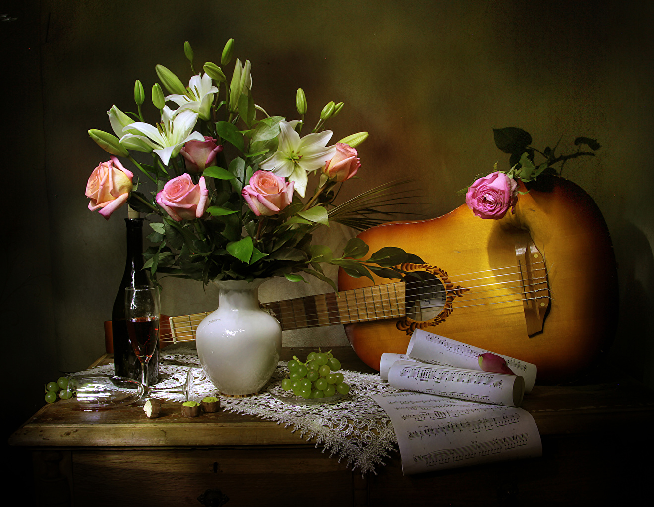 Guitar And Roses Wallpapers - Wallpaper Cave