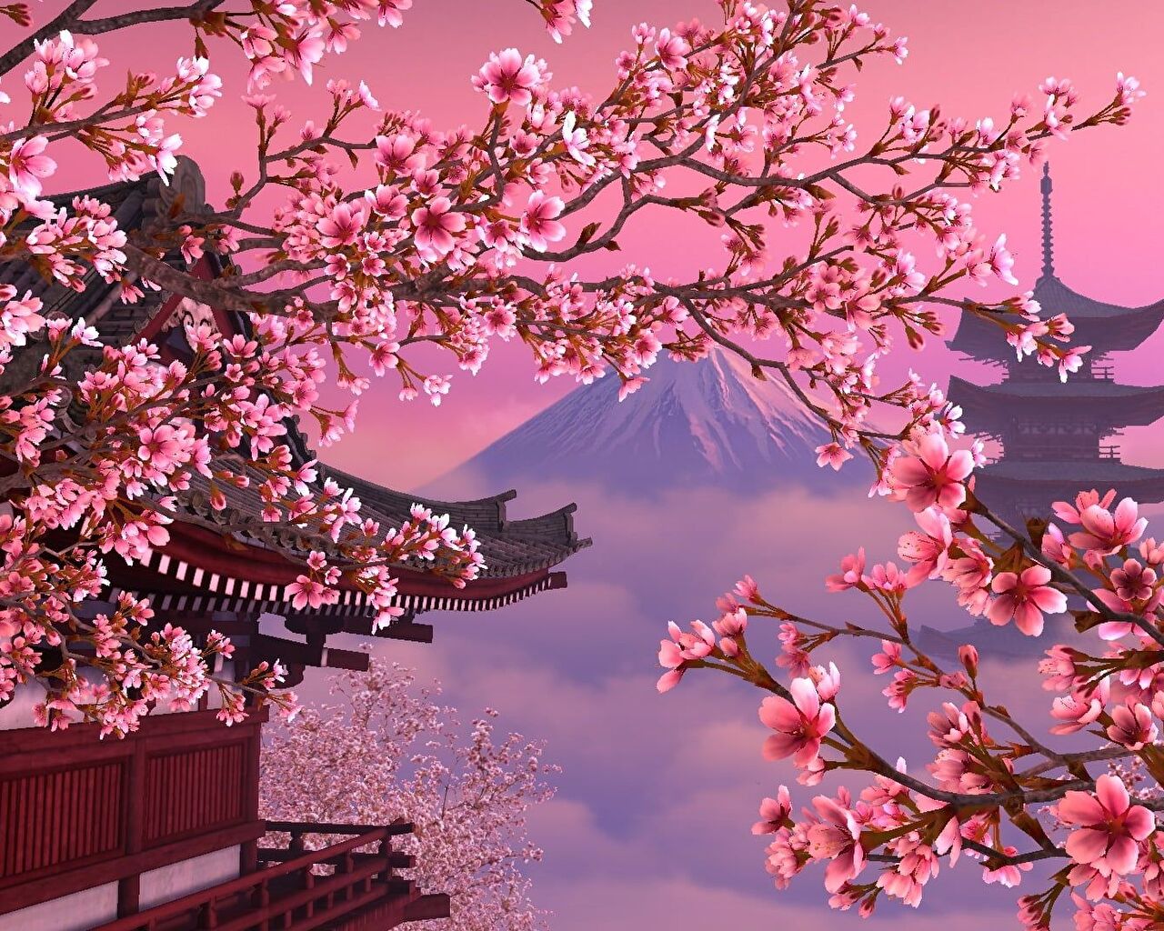 Cherry Blossom Cartoon Wallpaper