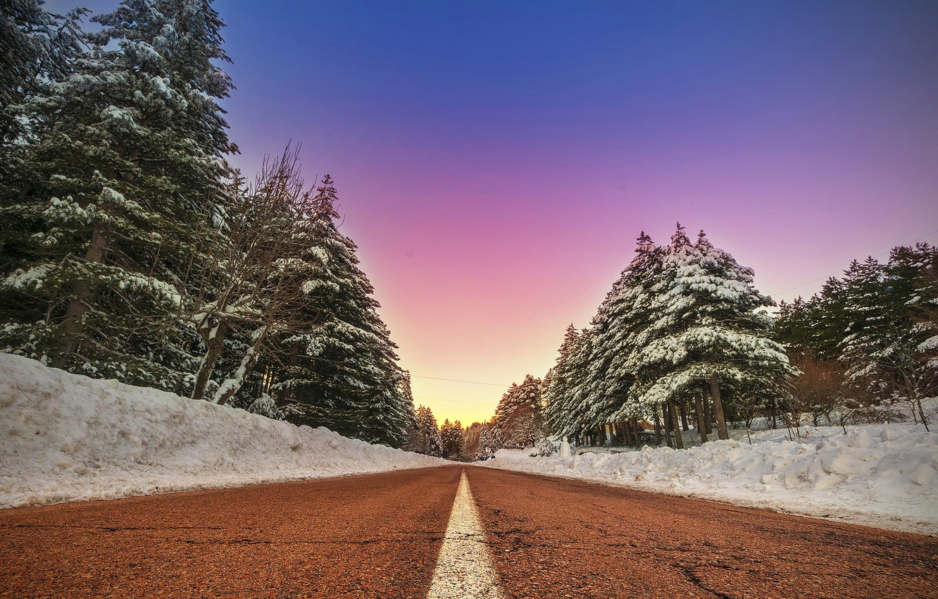 Winter Road Desktop Wallpapers - Wallpaper Cave