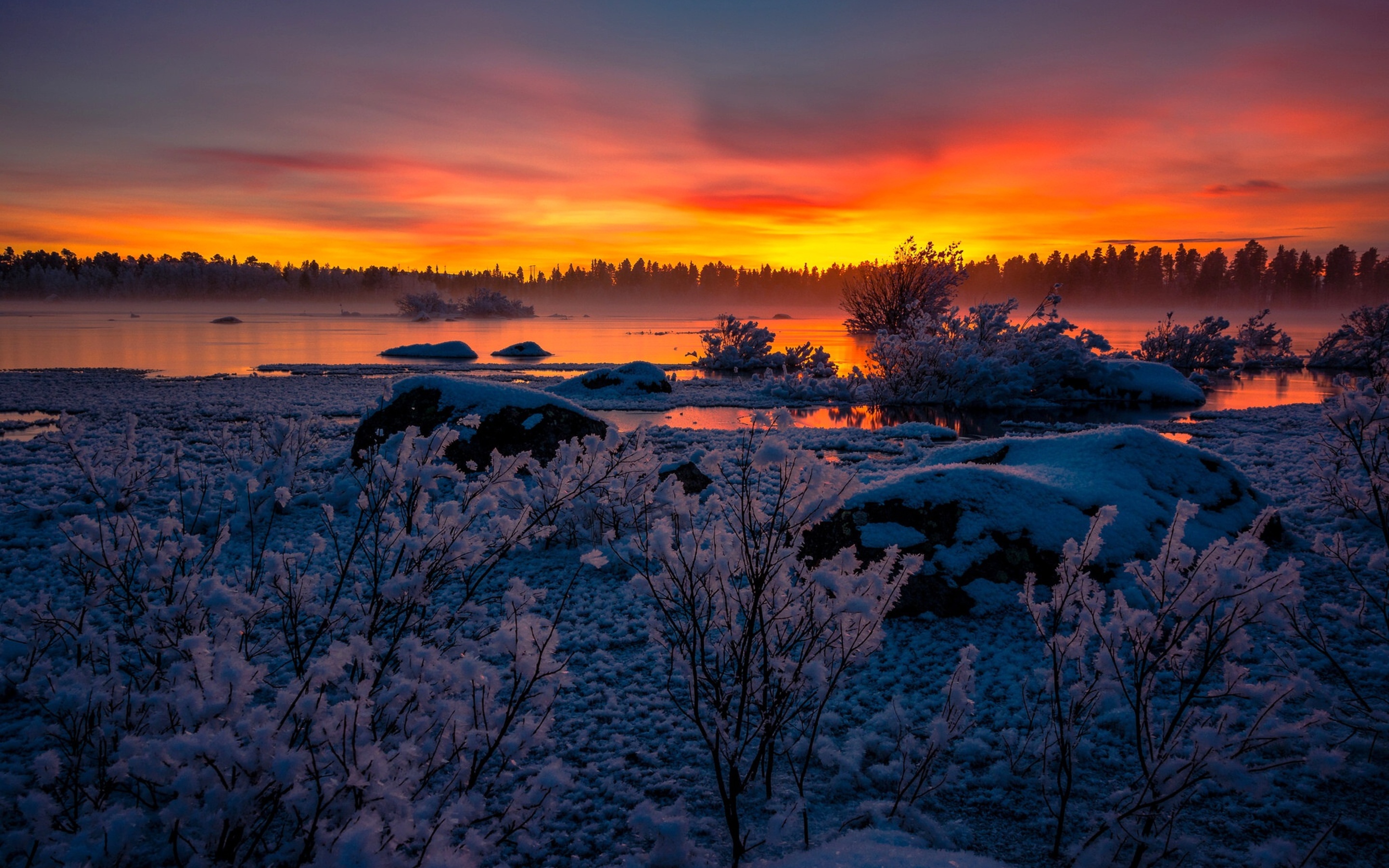 Sunset Winter Lake Wallpapers - Wallpaper Cave