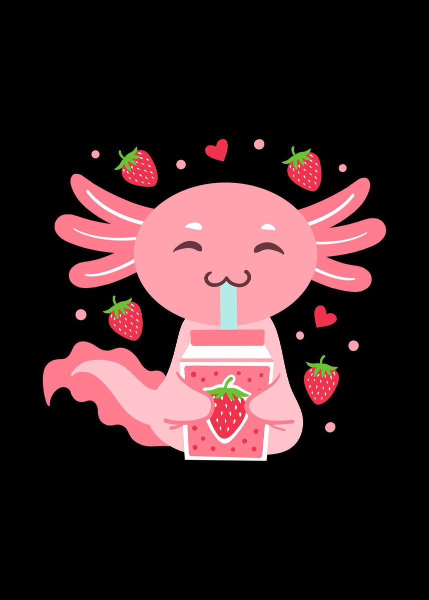 Strawberry Axolotl Wallpapers - Wallpaper Cave