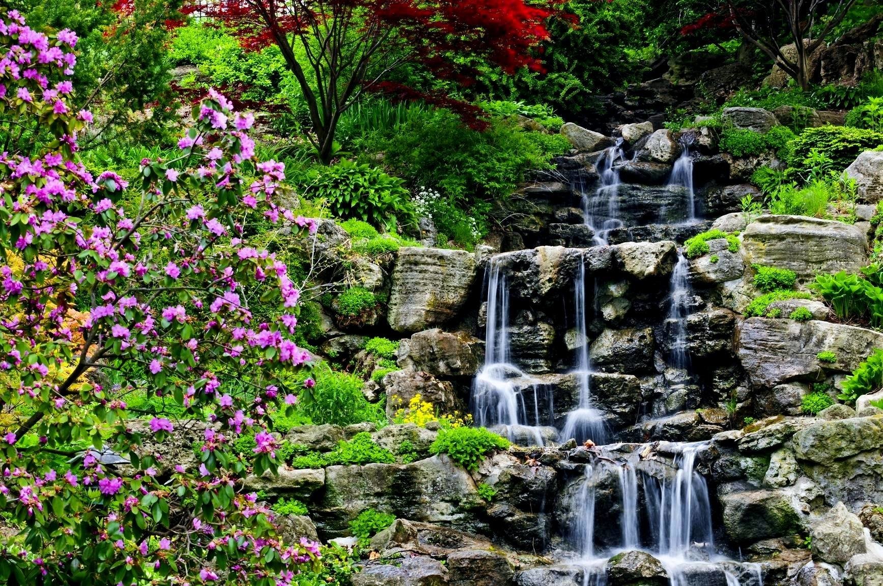Spring Garden Waterfall Wallpapers - Wallpaper Cave