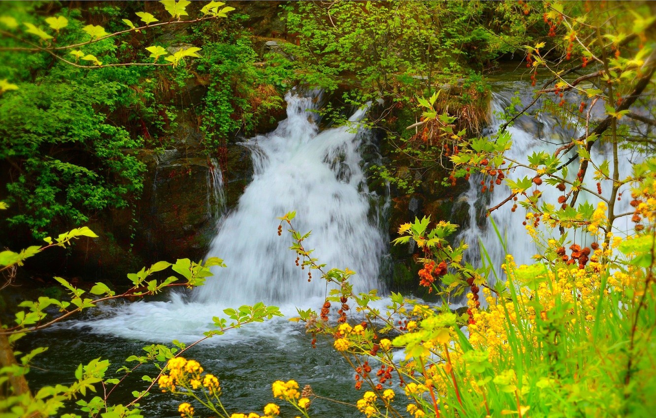 Spring Garden Waterfall Wallpapers - Wallpaper Cave