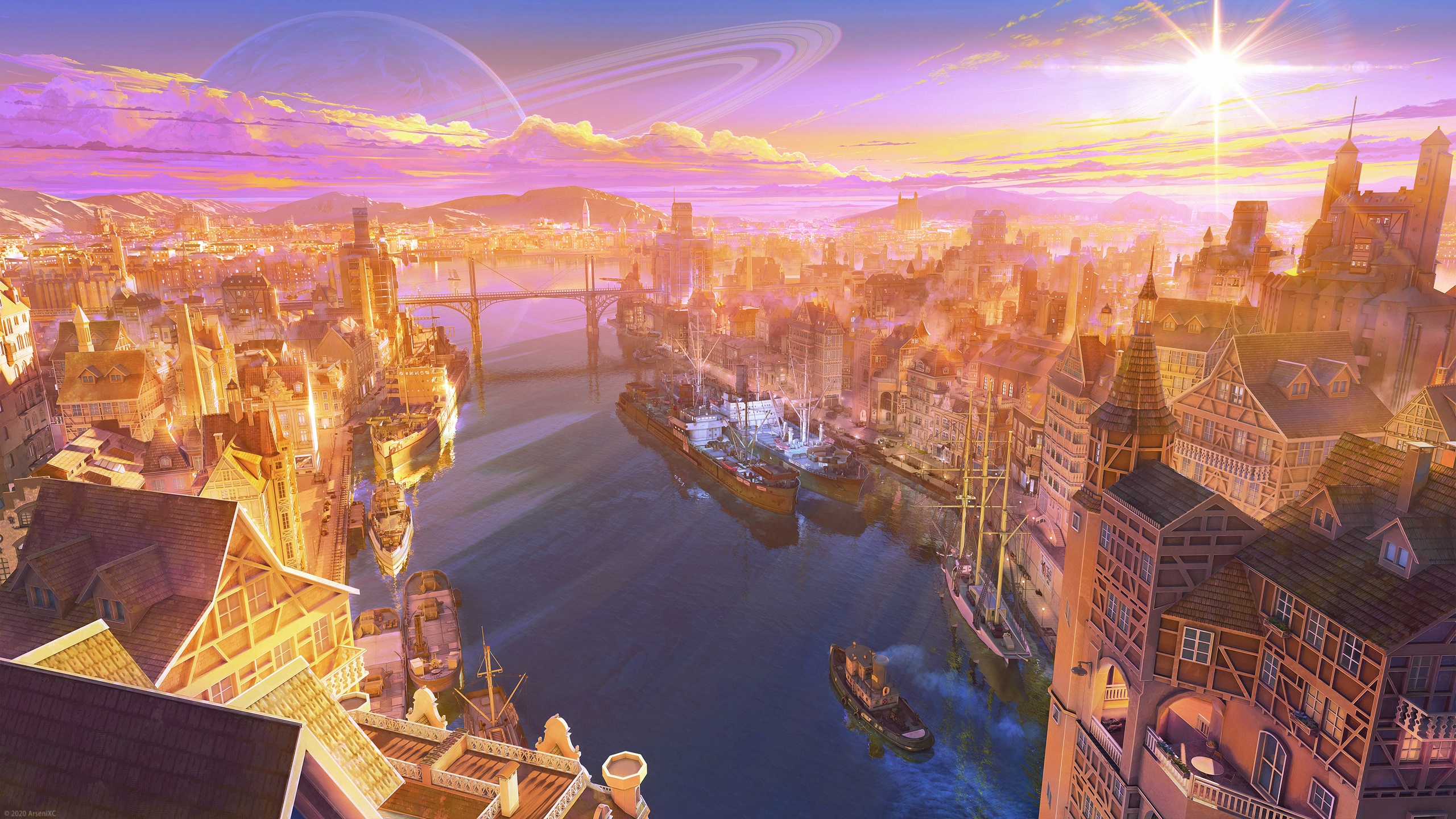 Anime Sunrise Cities Wallpapers - Wallpaper Cave