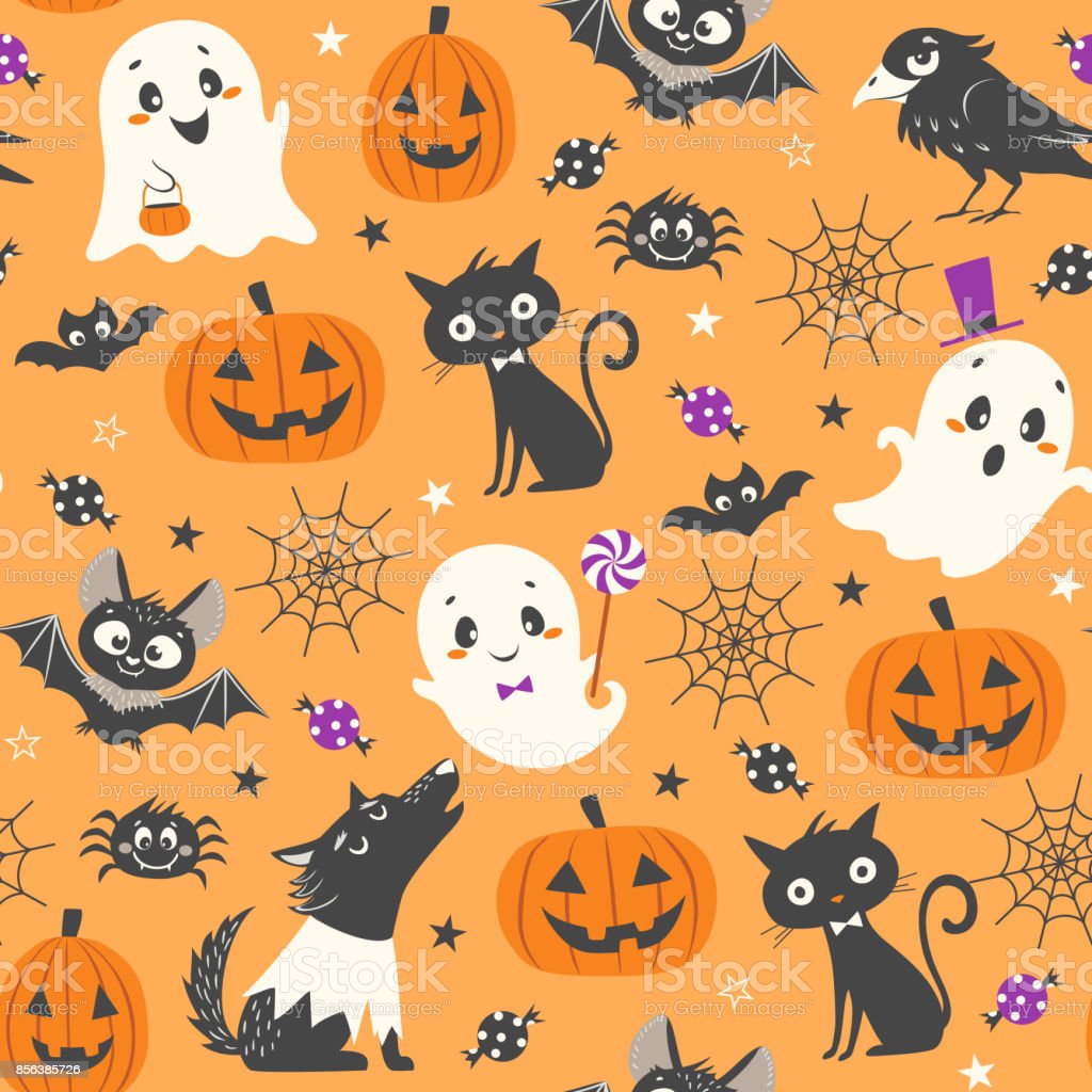 Kawaii Halloween Pattern Wallpapers - Wallpaper Cave