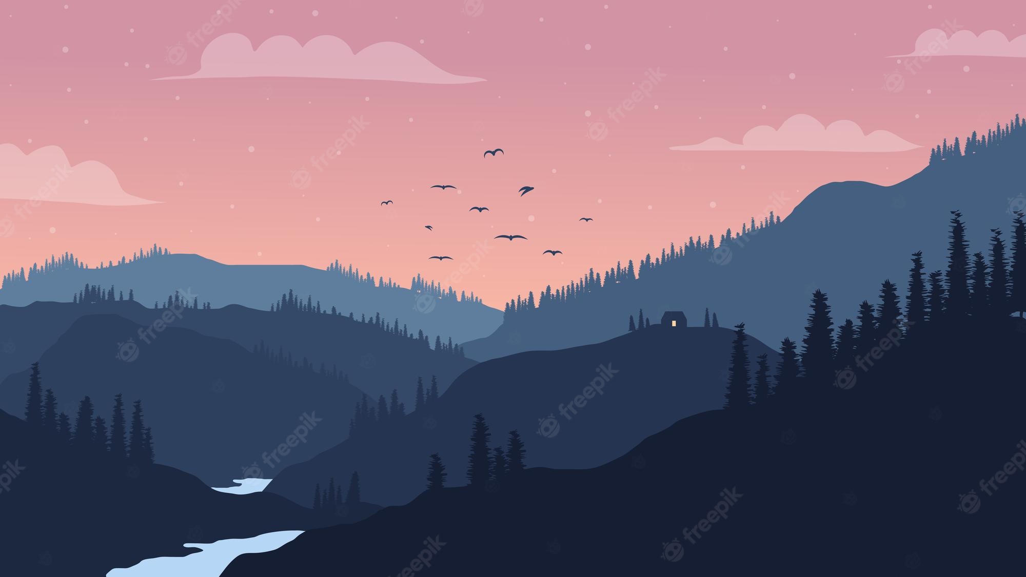 Vector River And Trees Wallpapers - Wallpaper Cave