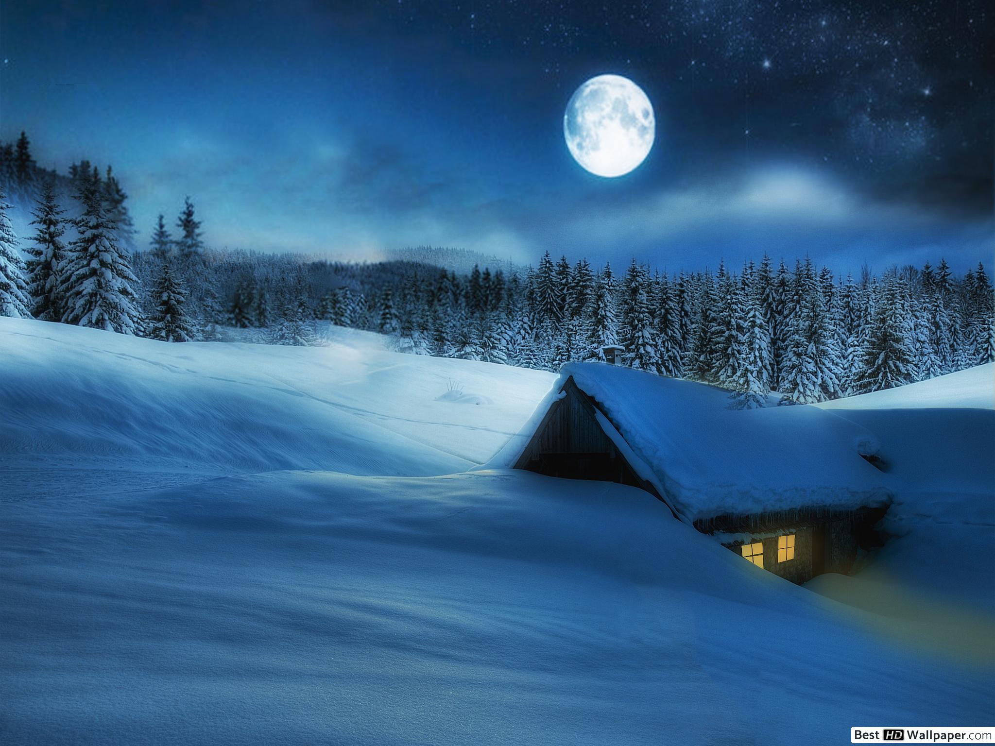 Winter Night Landscape Wallpapers - Wallpaper Cave
