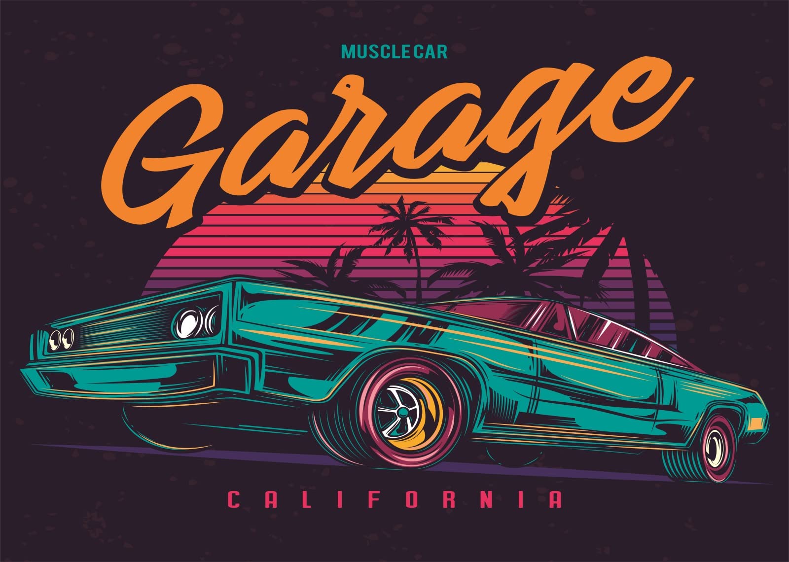 Retro Muscle Car Neon Wallpapers - Wallpaper Cave