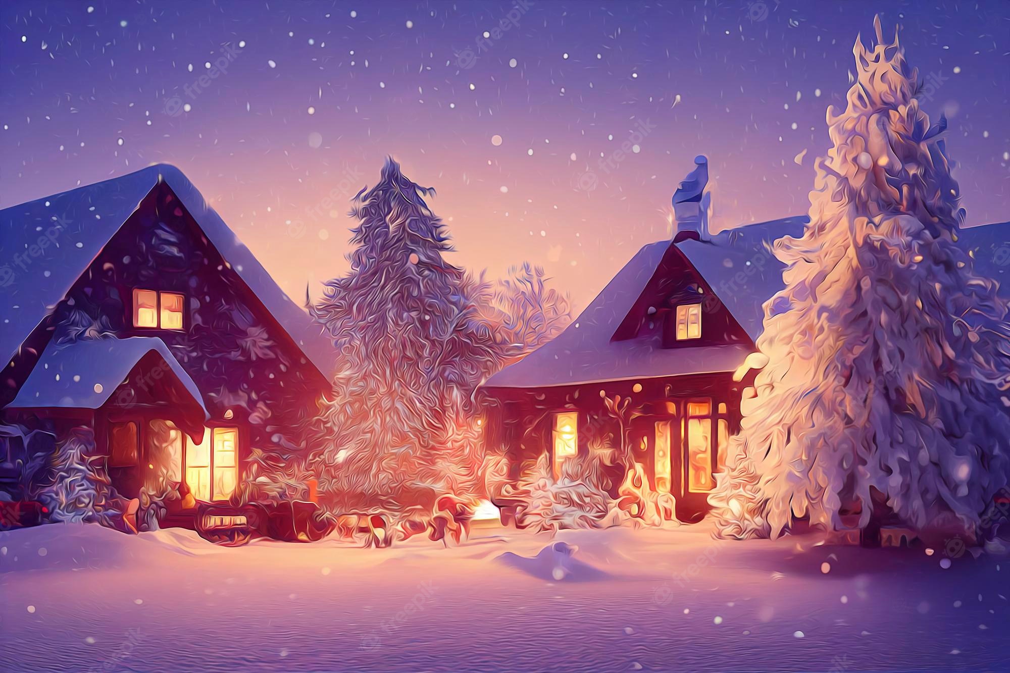 Snowy Christmas Landspace Wallpapers - Wallpaper Cave