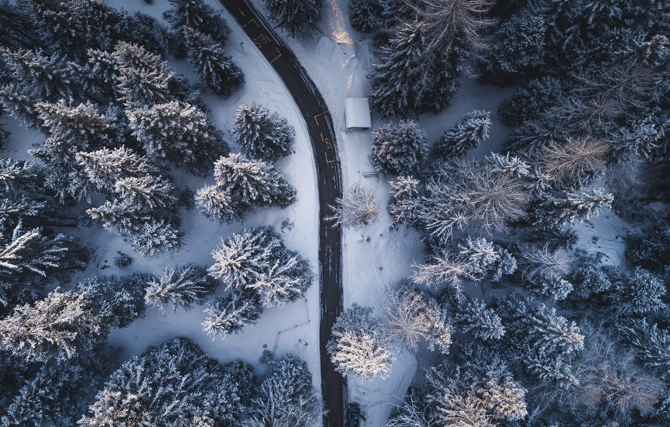 Winter Road Top View Wallpapers - Wallpaper Cave