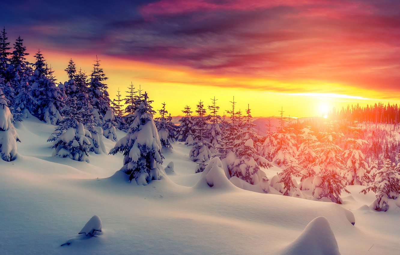 Snowy Sunset Wallpapers - Wallpaper Cave