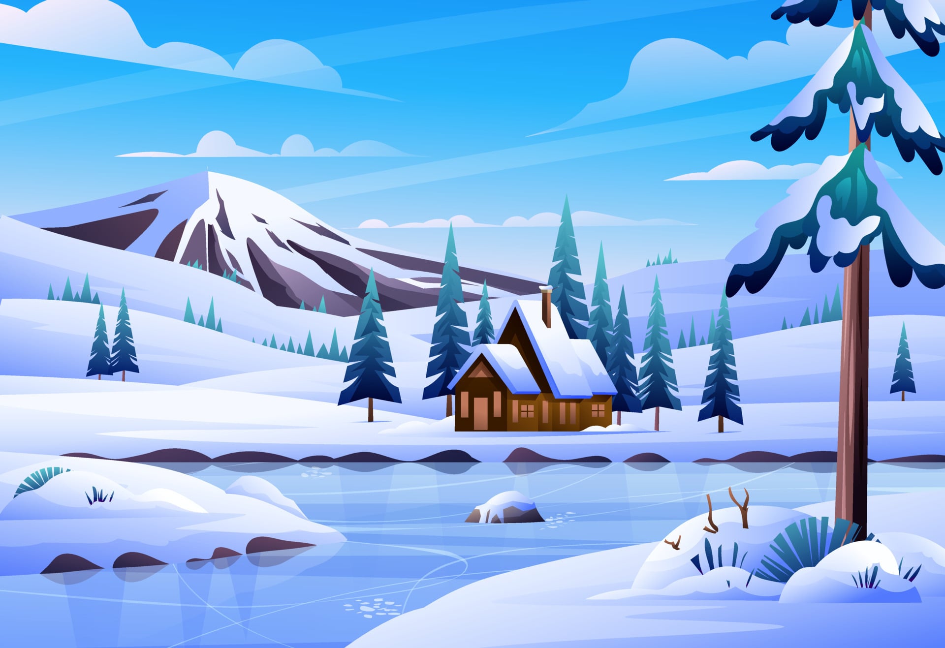 Cartoon Winter Mountain Wallpapers - Wallpaper Cave