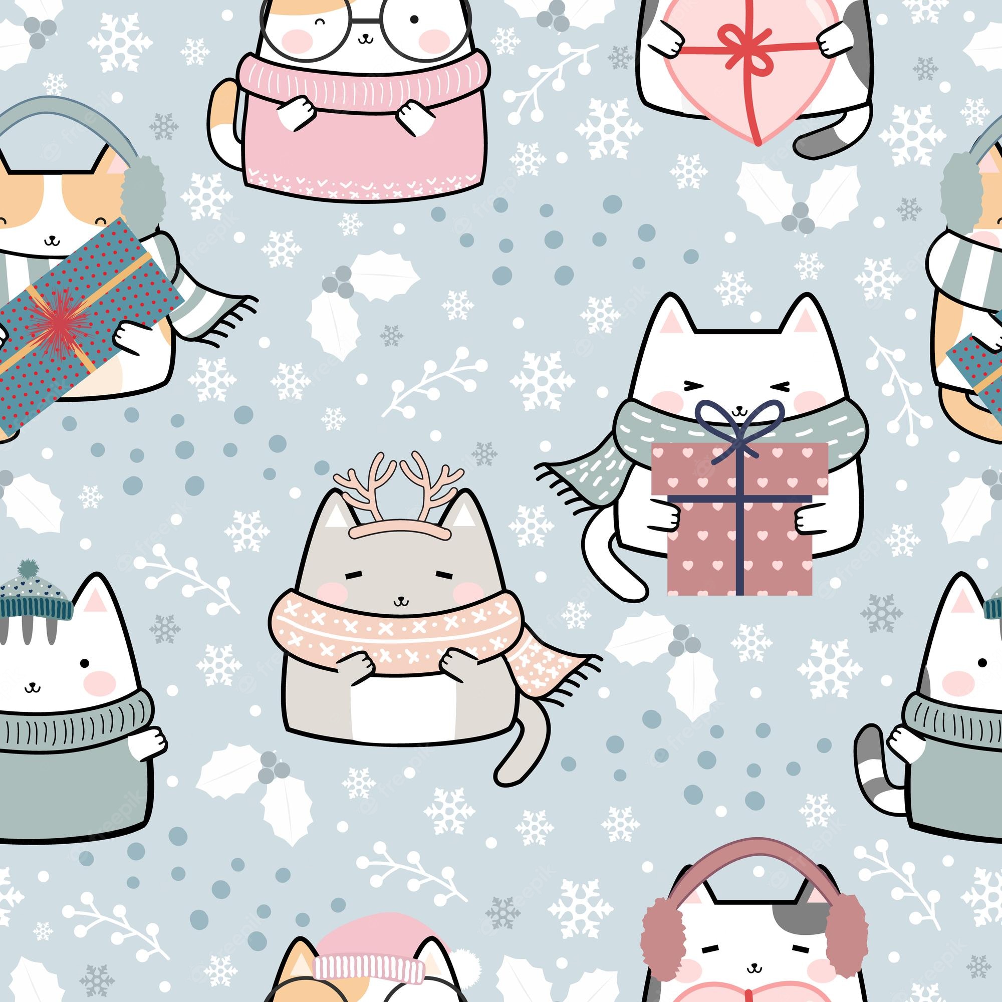 Cat Cartoon Christmas Wallpapers - Wallpaper Cave