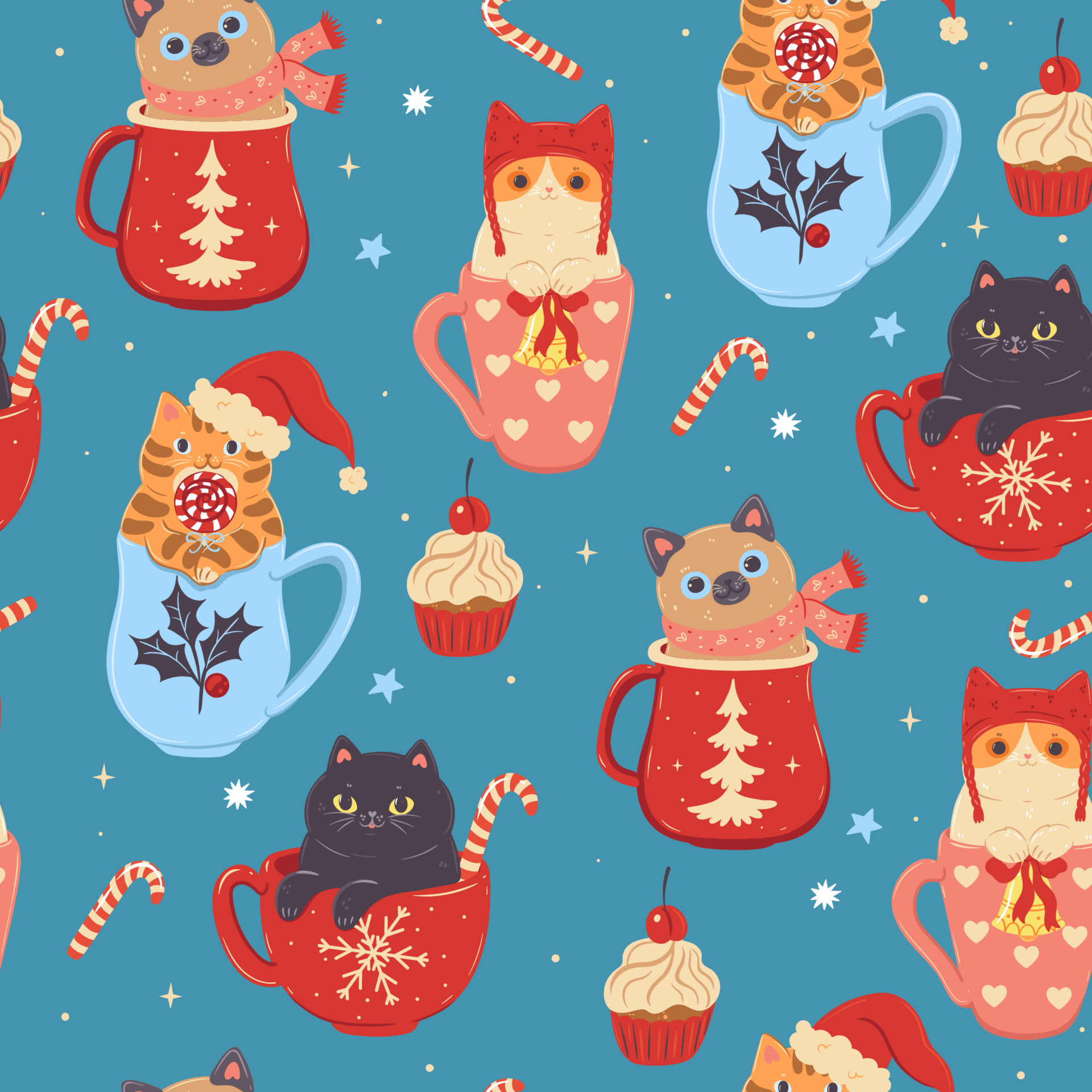 Cat Cartoon Christmas Wallpapers - Wallpaper Cave