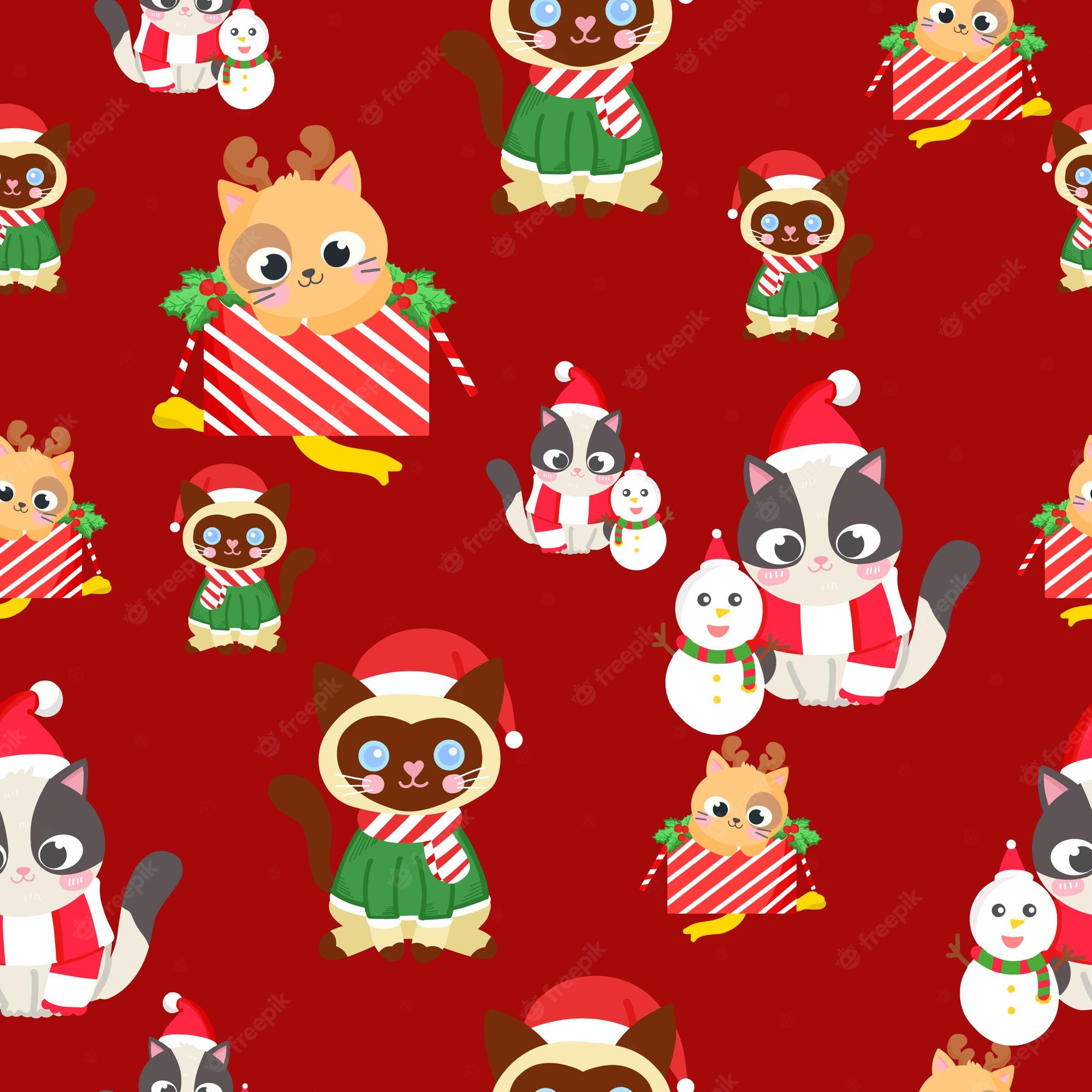 Cat Cartoon Christmas Wallpapers - Wallpaper Cave
