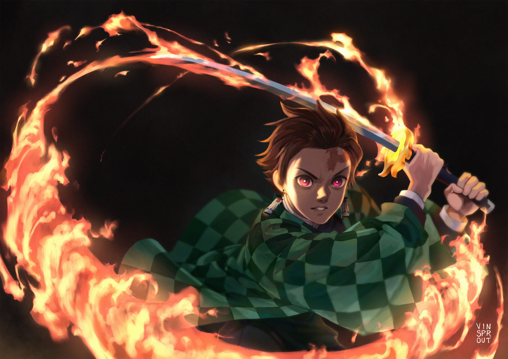 Tanjiro Demon Form Wallpapers Wallpaper Cave