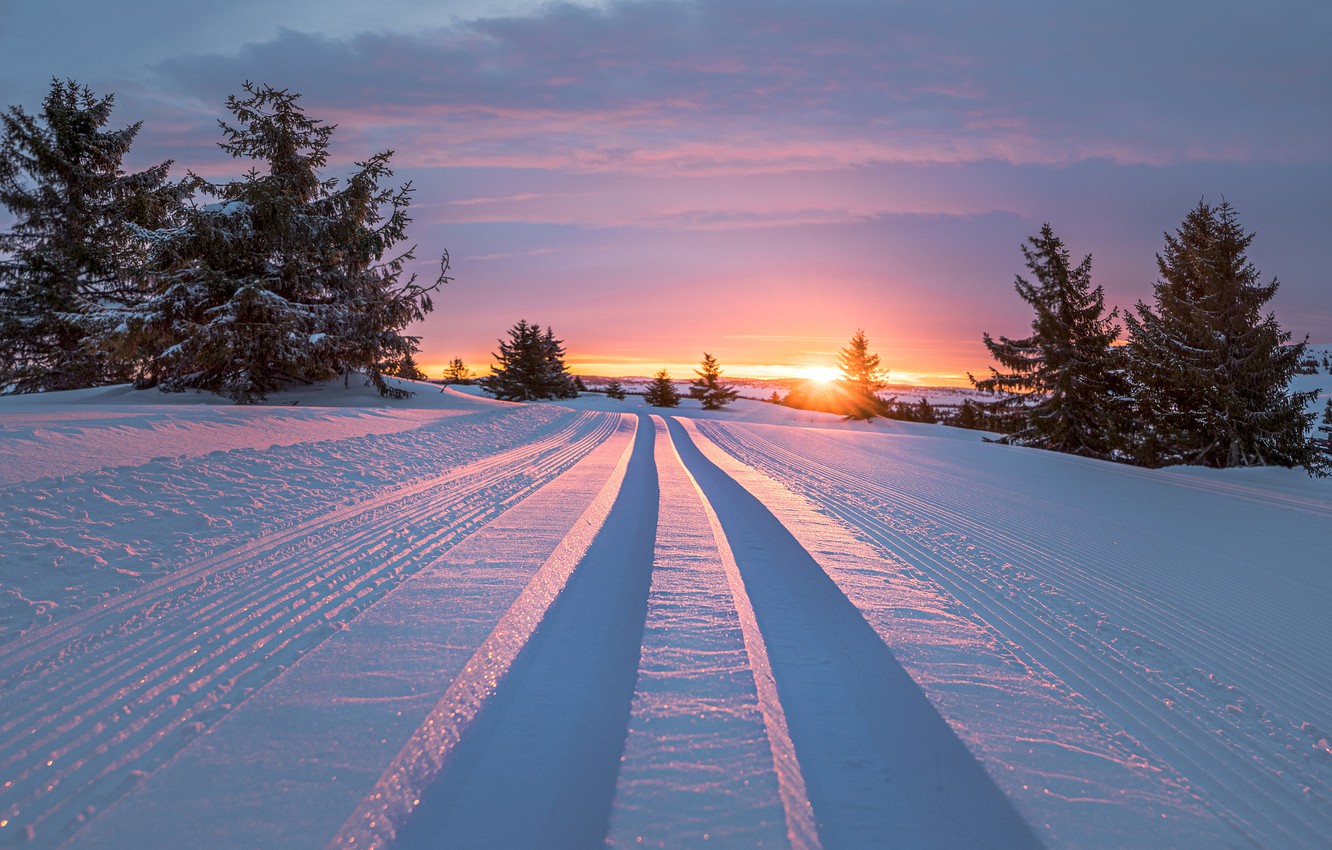 Winter Road Sunset Wallpapers - Wallpaper Cave