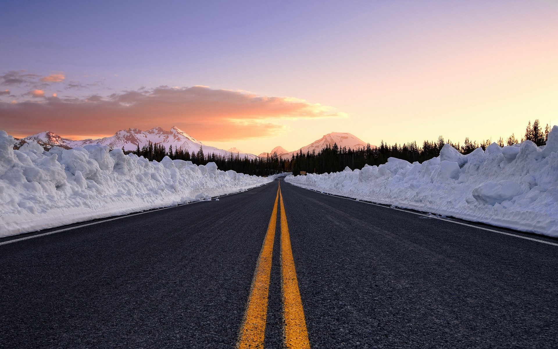 Winter Road Sunset Wallpapers - Wallpaper Cave