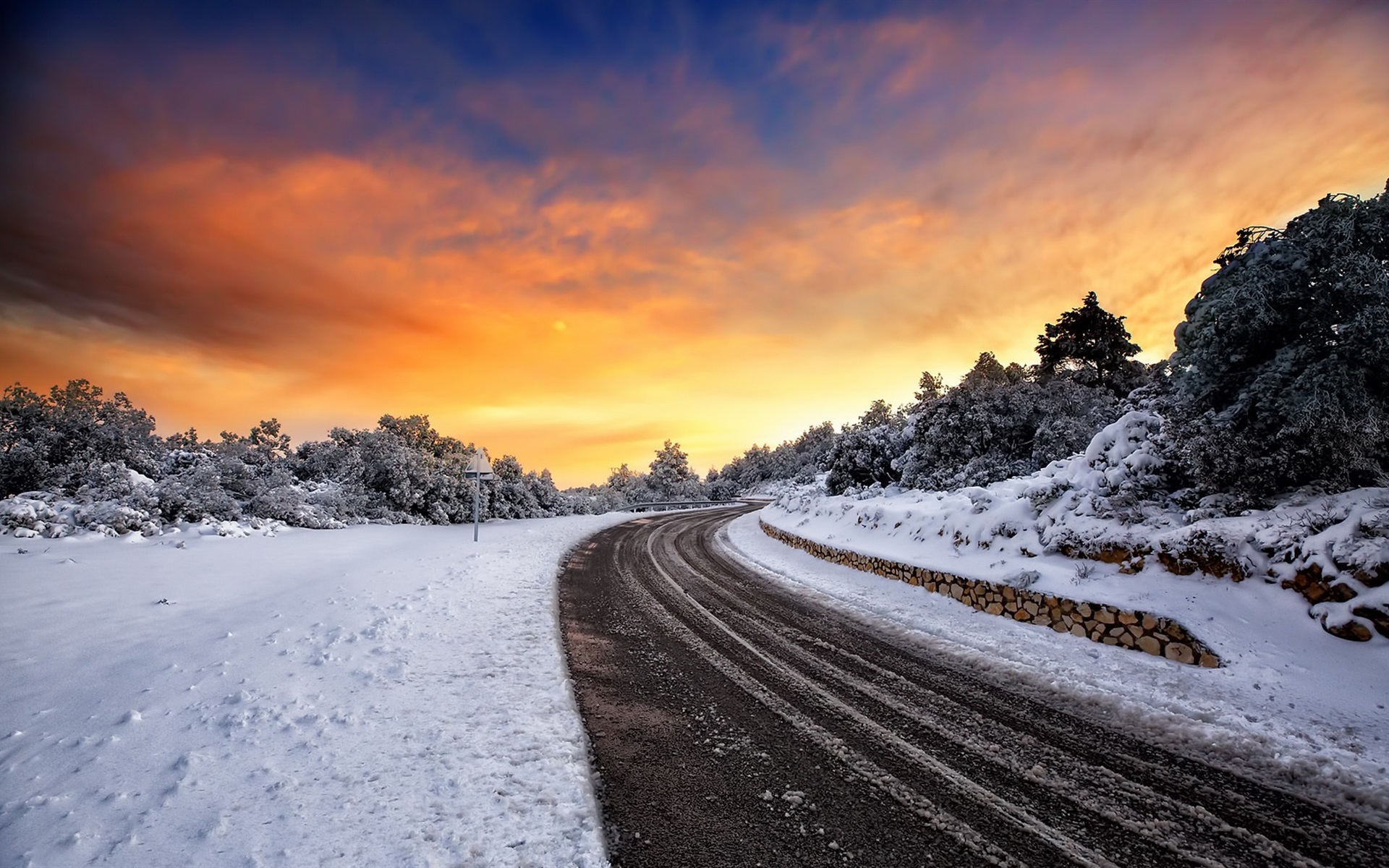 Winter Road Sunset Wallpapers - Wallpaper Cave