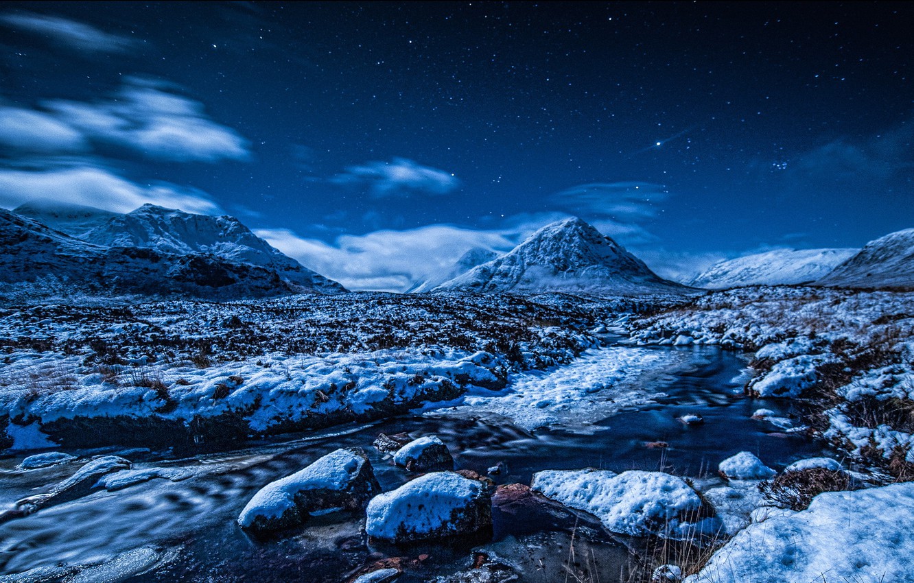 Blue Night Winter Mountain Wallpapers - Wallpaper Cave