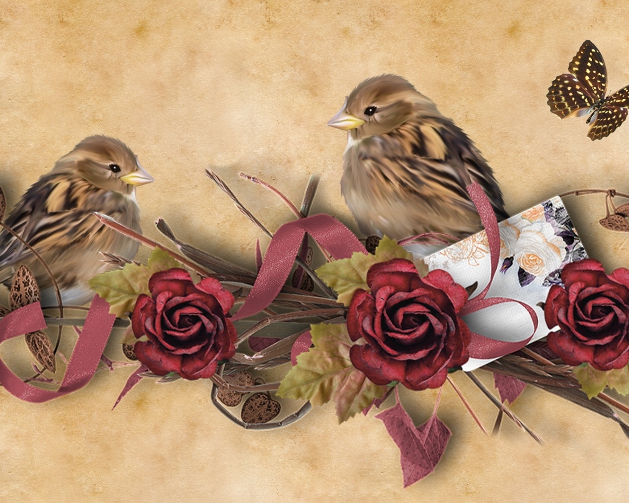 Bird With Roses Wallpapers - Wallpaper Cave