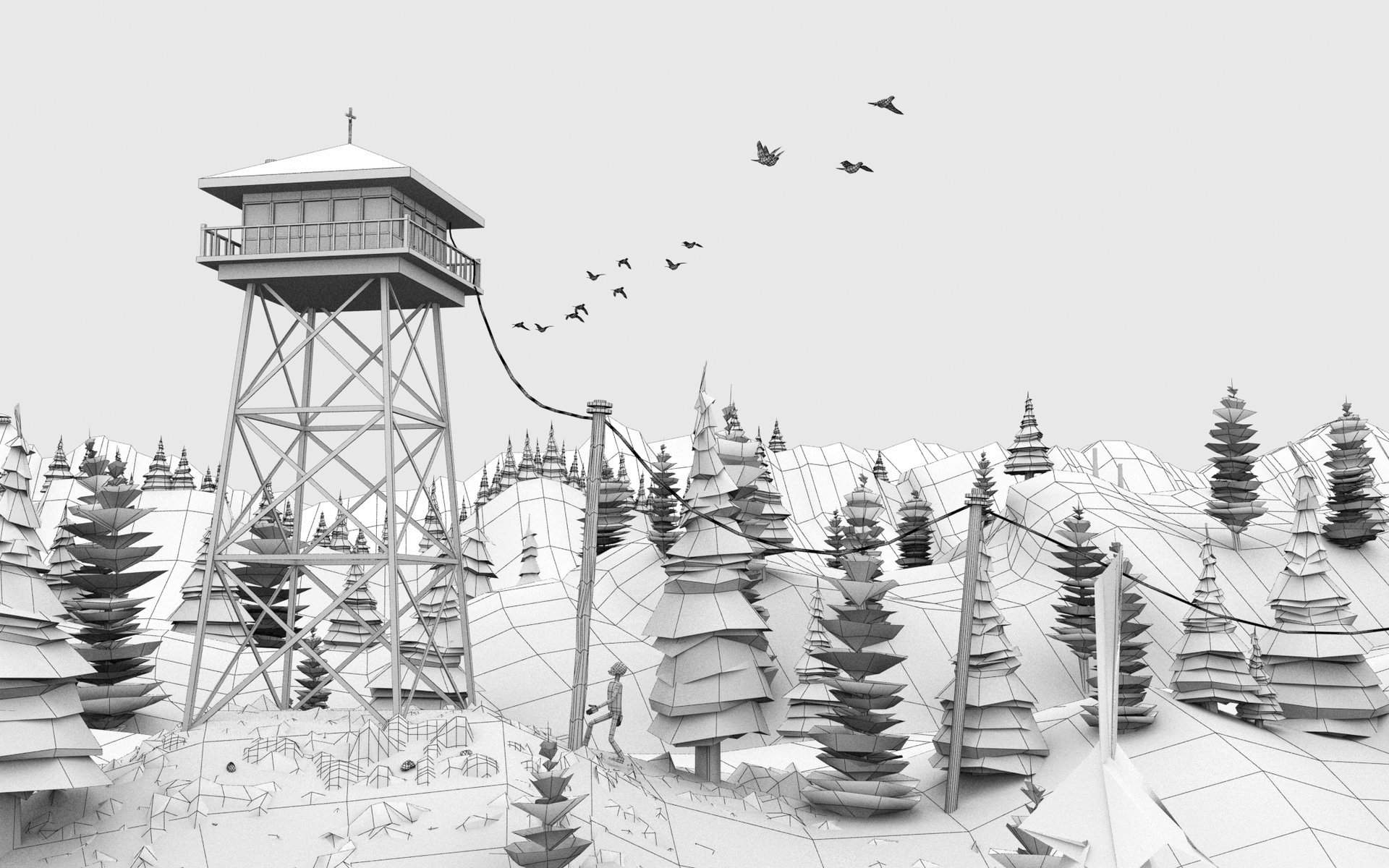 Black And White Firewatch Tower Wallpapers - Wallpaper Cave