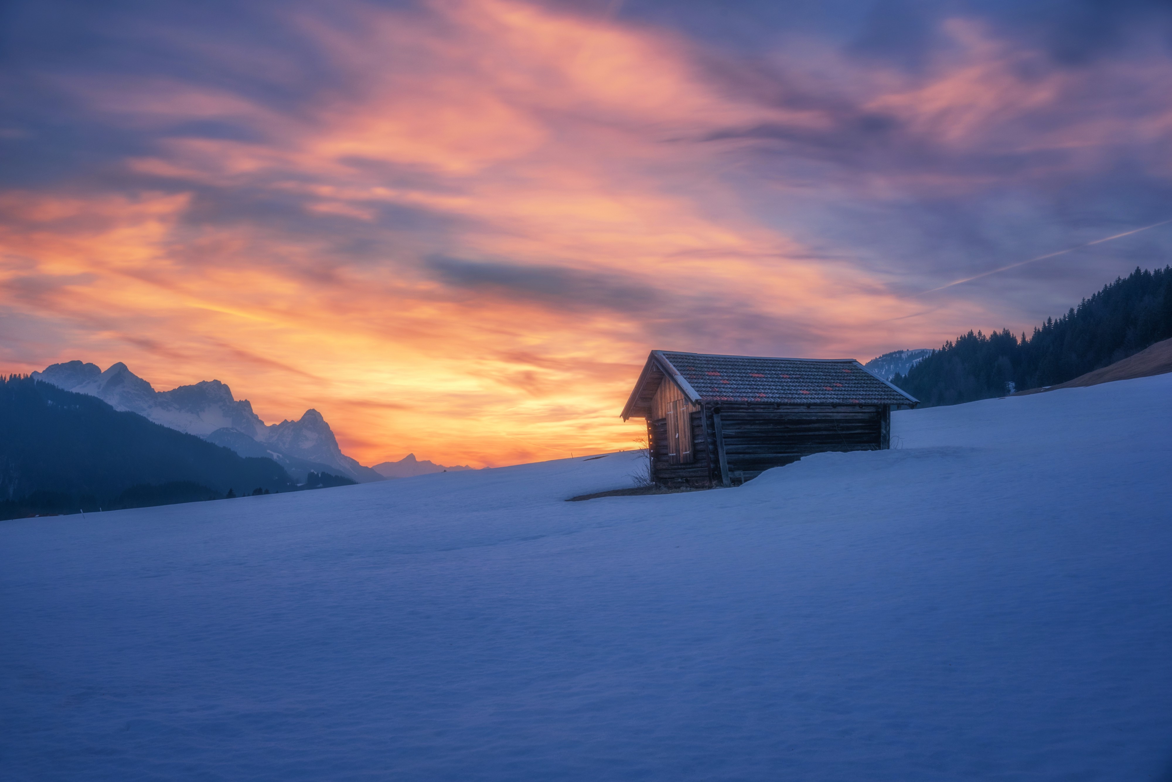 Winter Sunset Cabin Wallpapers - Wallpaper Cave