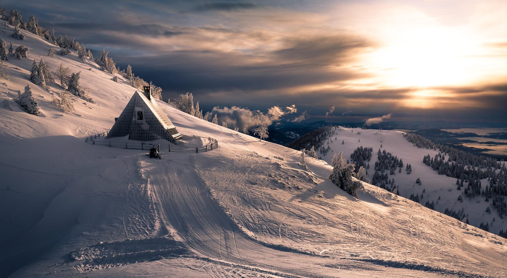 Winter Sunset Cabin Wallpapers - Wallpaper Cave