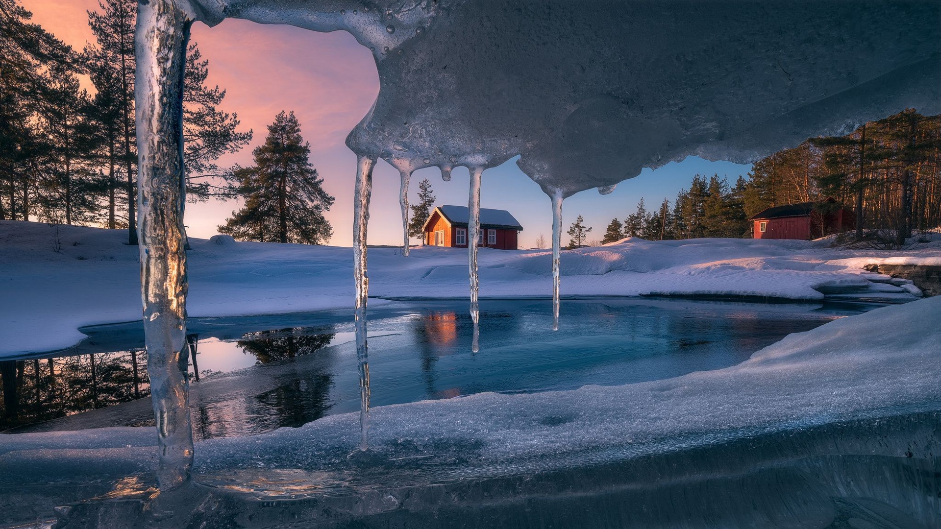 Winter Sunset Cabin Wallpapers - Wallpaper Cave