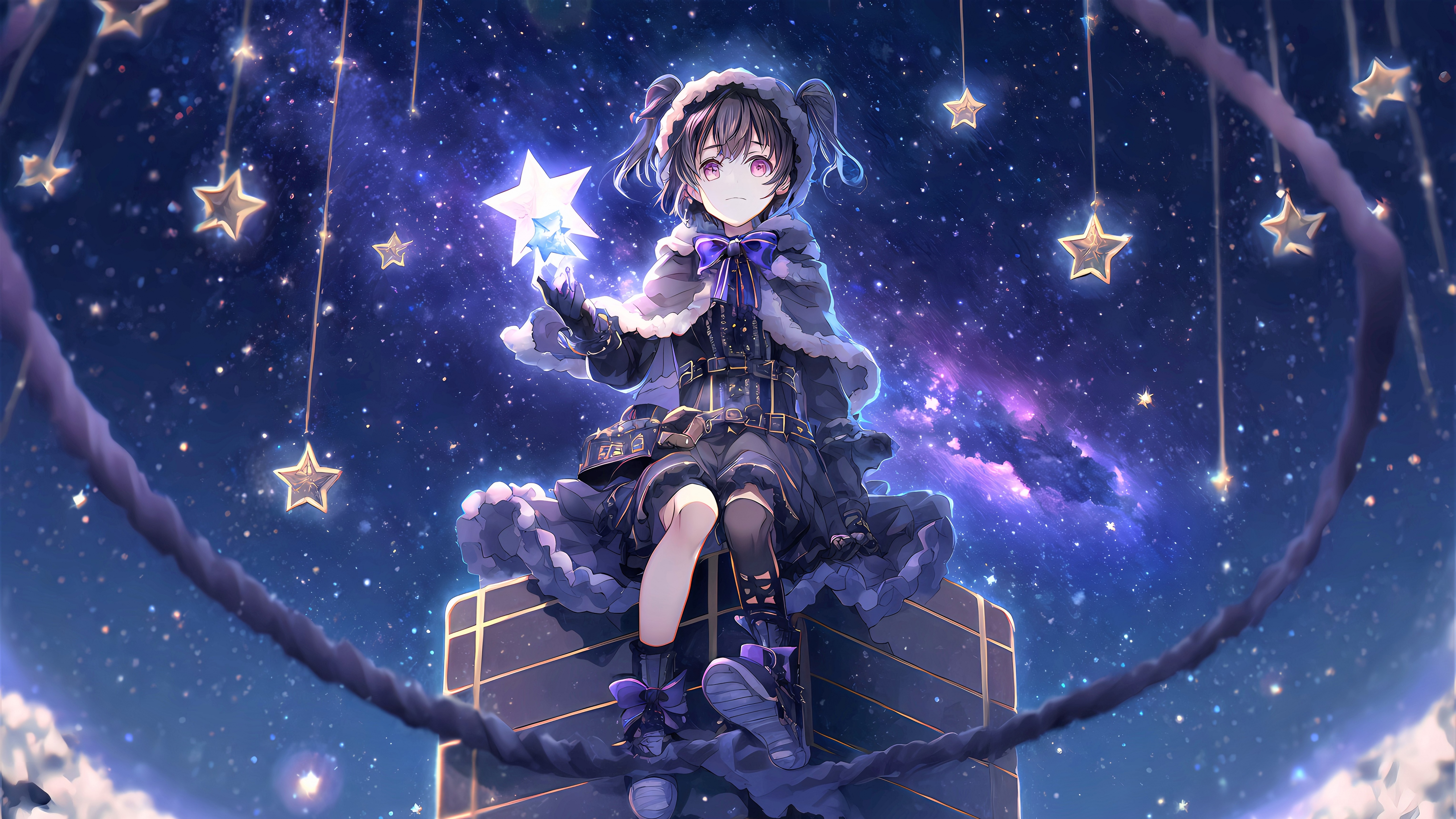 Night Sky Anime Girl Wallpapers - Wallpaper Cave