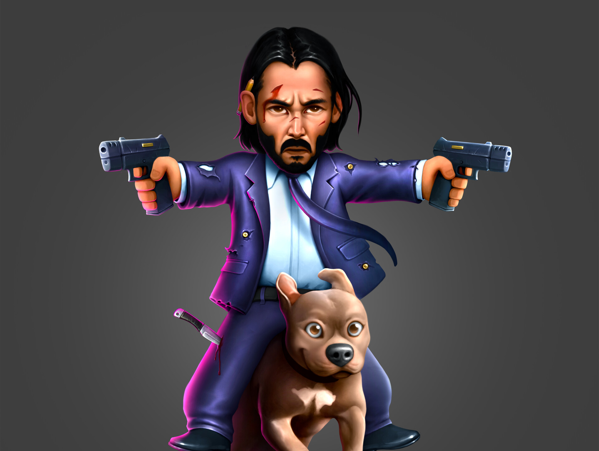 John Wick Cartoon Fan Art Wallpapers - Wallpaper Cave