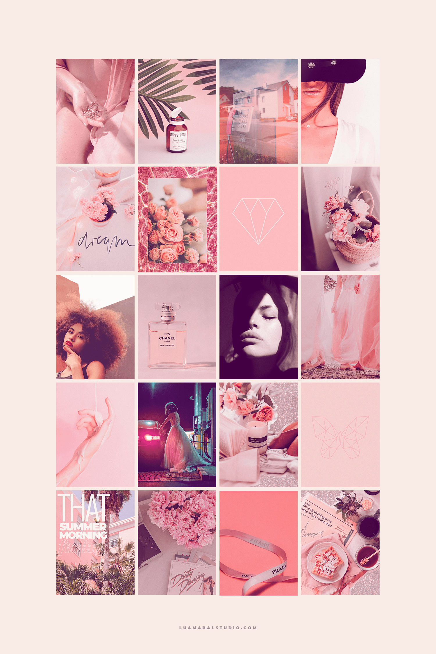 Light Pink Summer Collage Wallpapers Wallpaper Cave