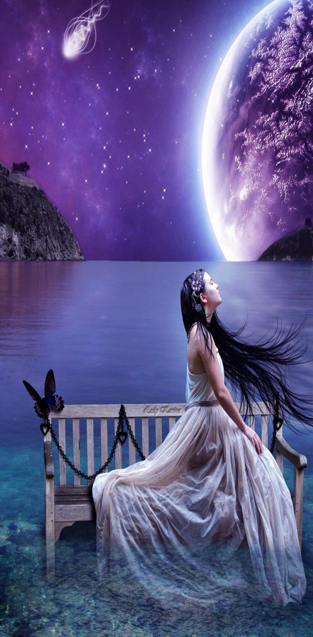 Girl With Moon Wallpapers - Wallpaper Cave