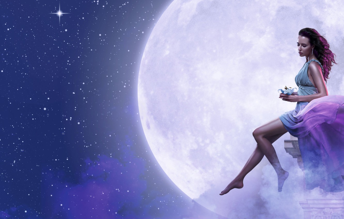 Girl With Moon Wallpapers - Wallpaper Cave