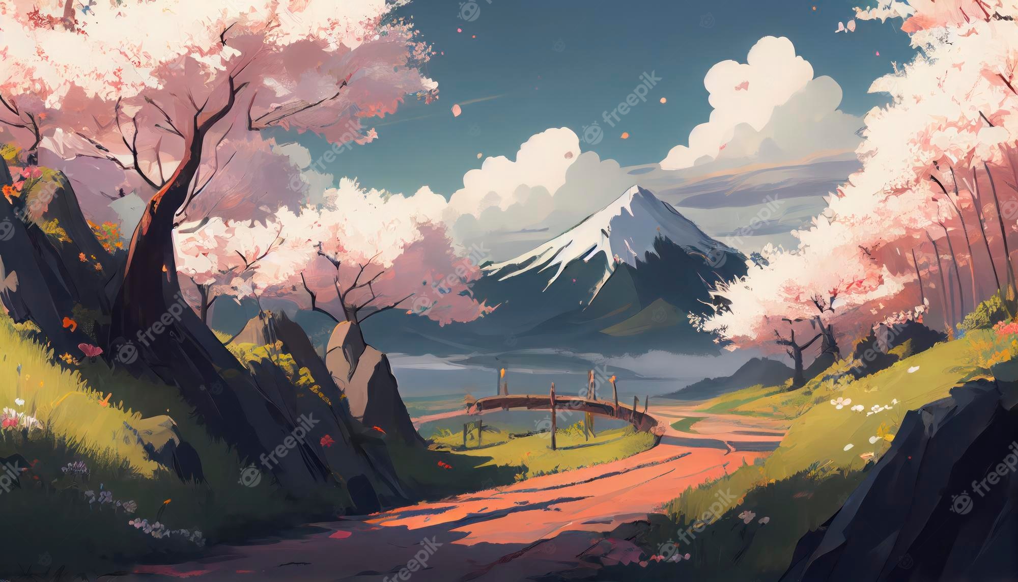 Spring Landscapes Anime Wallpapers - Wallpaper Cave