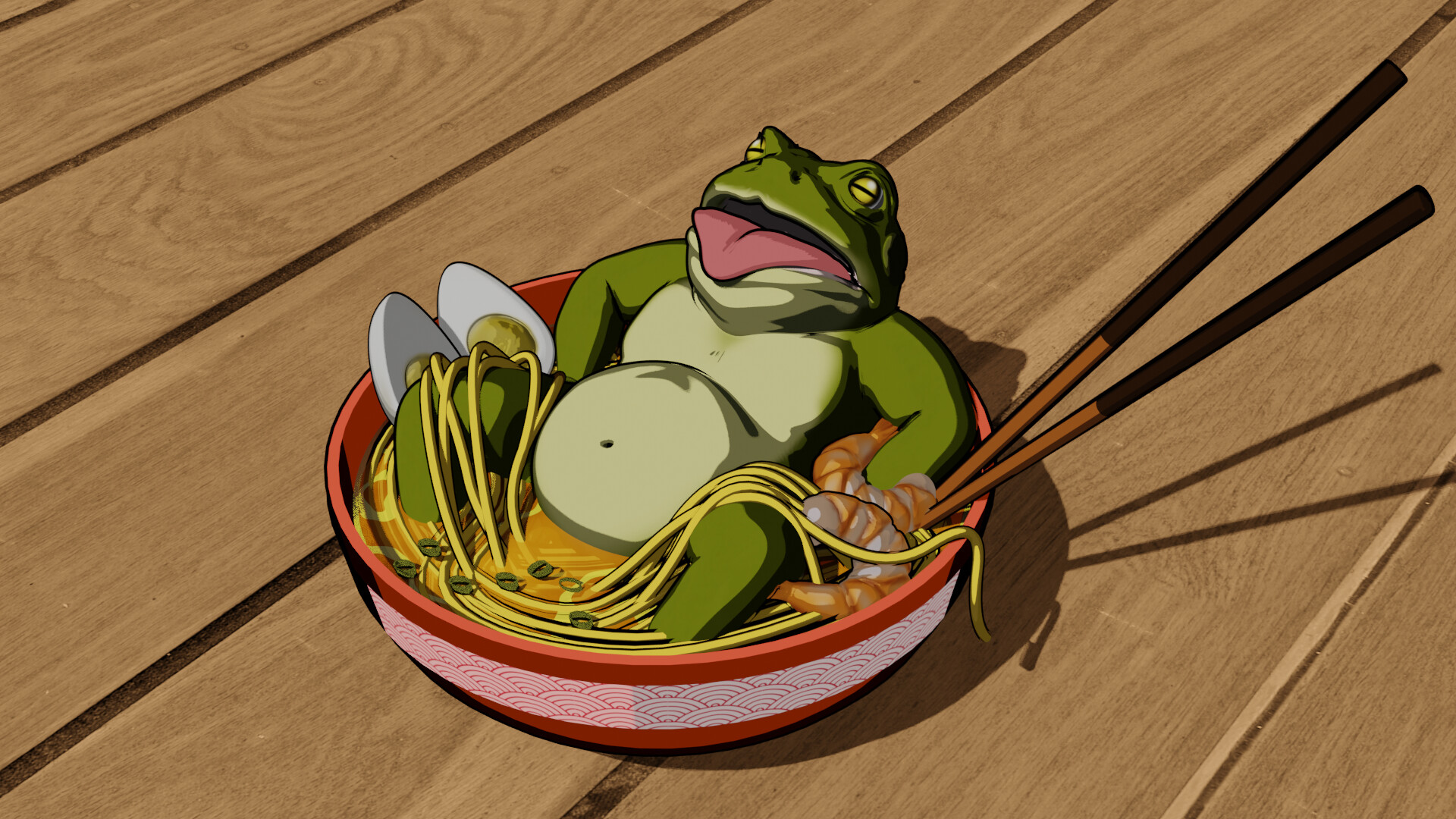 Frog With Ramen Wallpapers - Wallpaper Cave