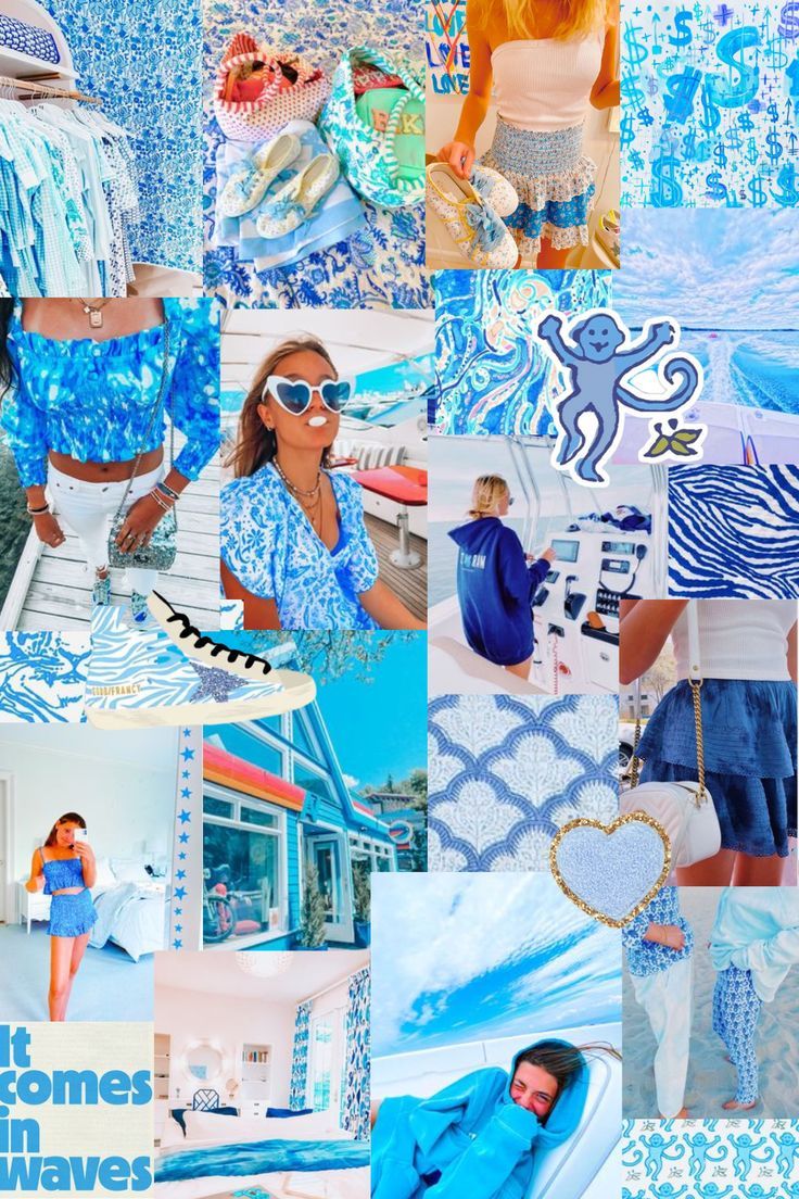 Preppy Blue Summer Collage Wallpapers - Wallpaper Cave