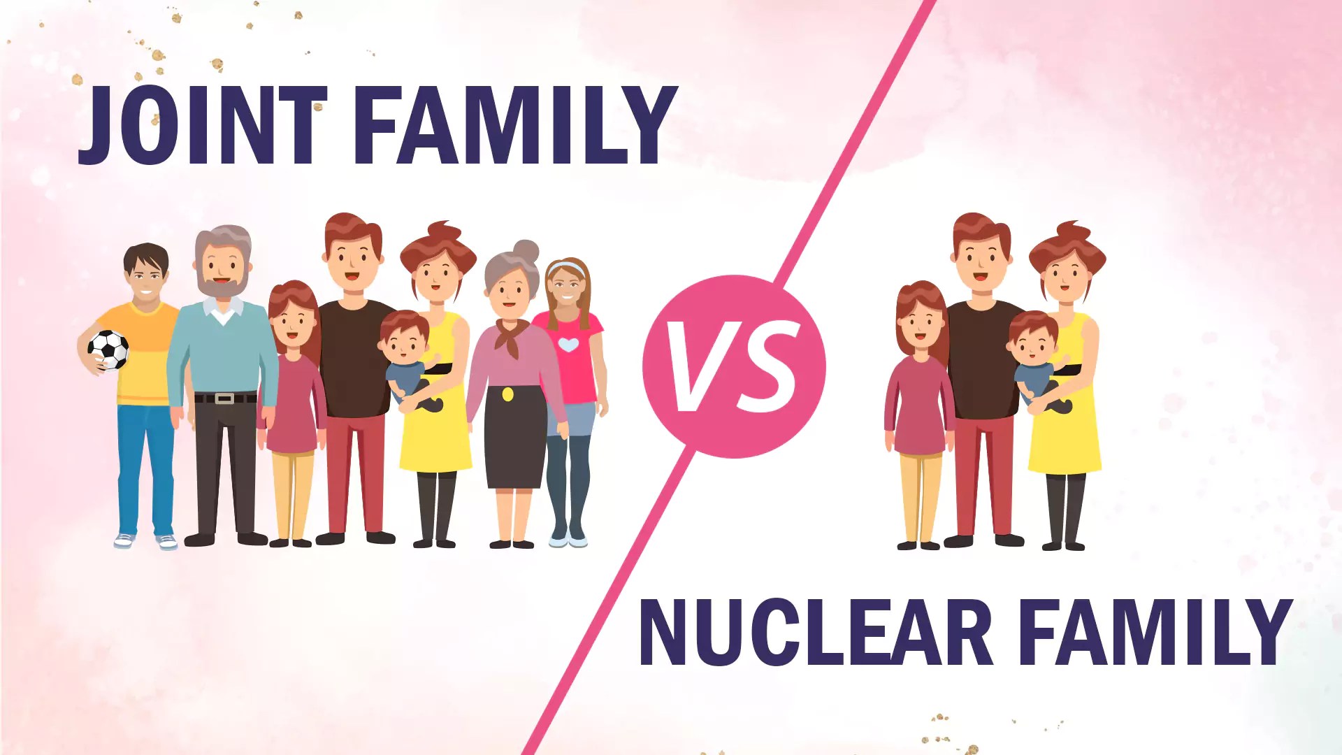 Joint Family Vs Nuclear Family Cartoon