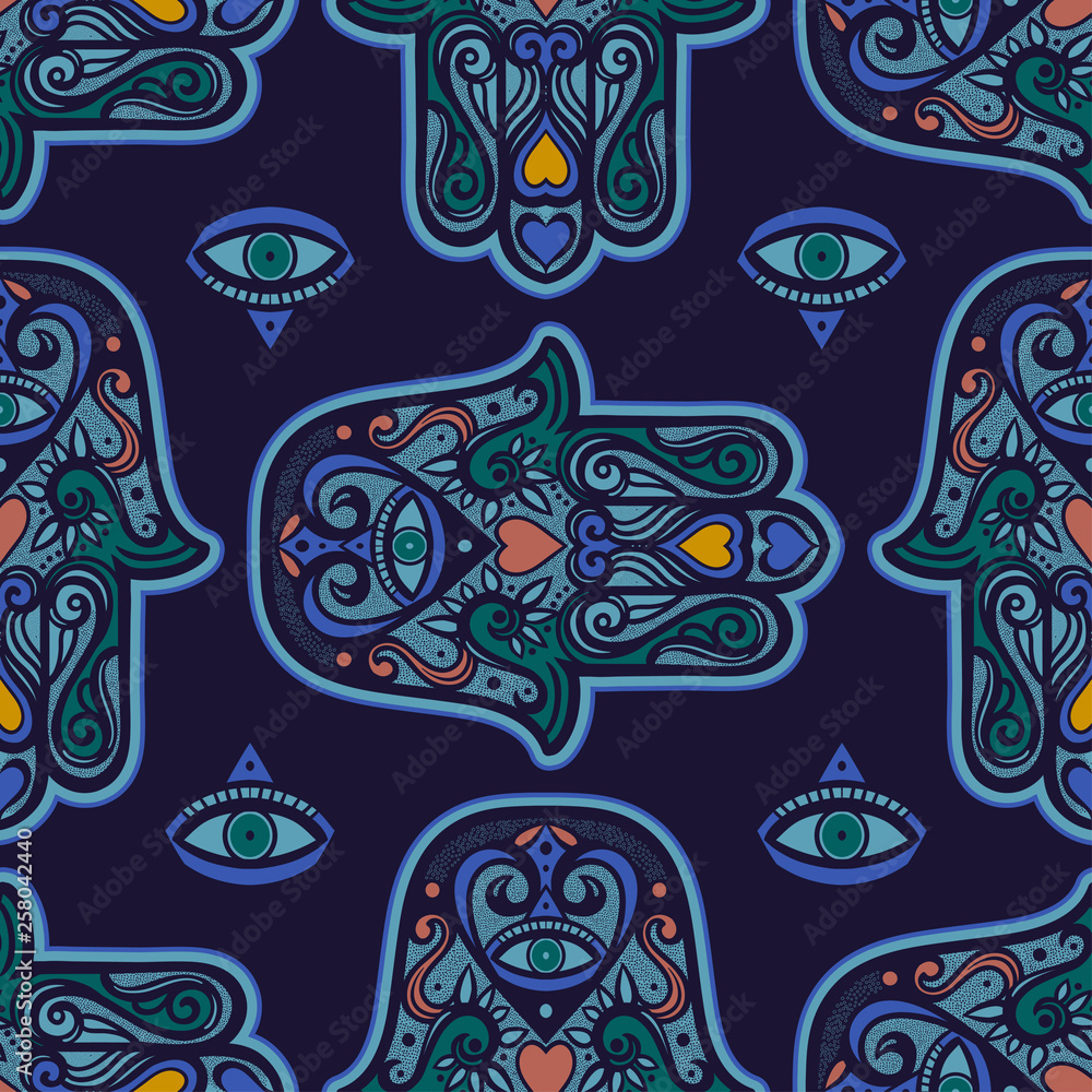 Hand Of Fatima Background Free Vector | Hand Drawn Hand Of Fatima