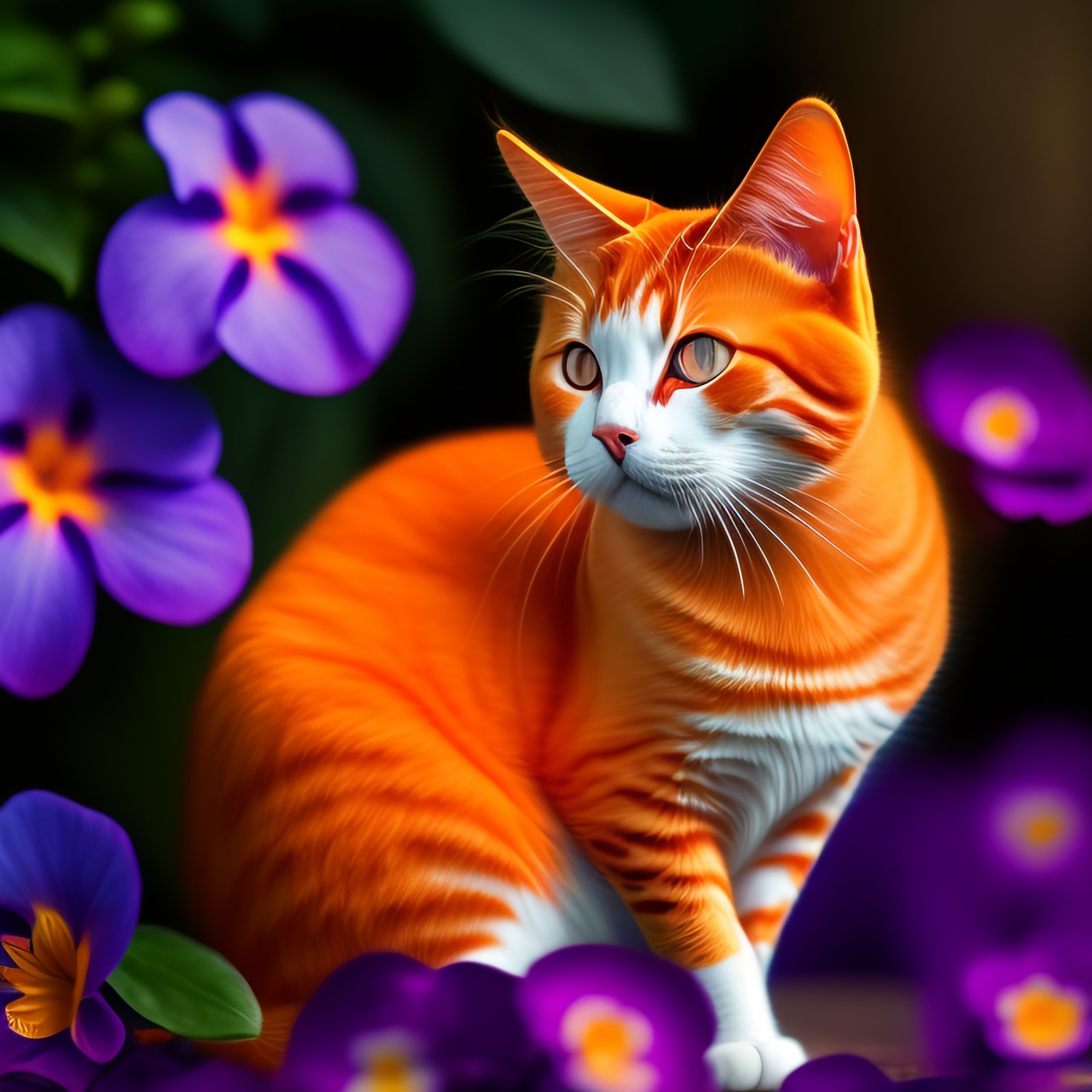 Cat With Light Violet Flowers Wallpapers - Wallpaper Cave