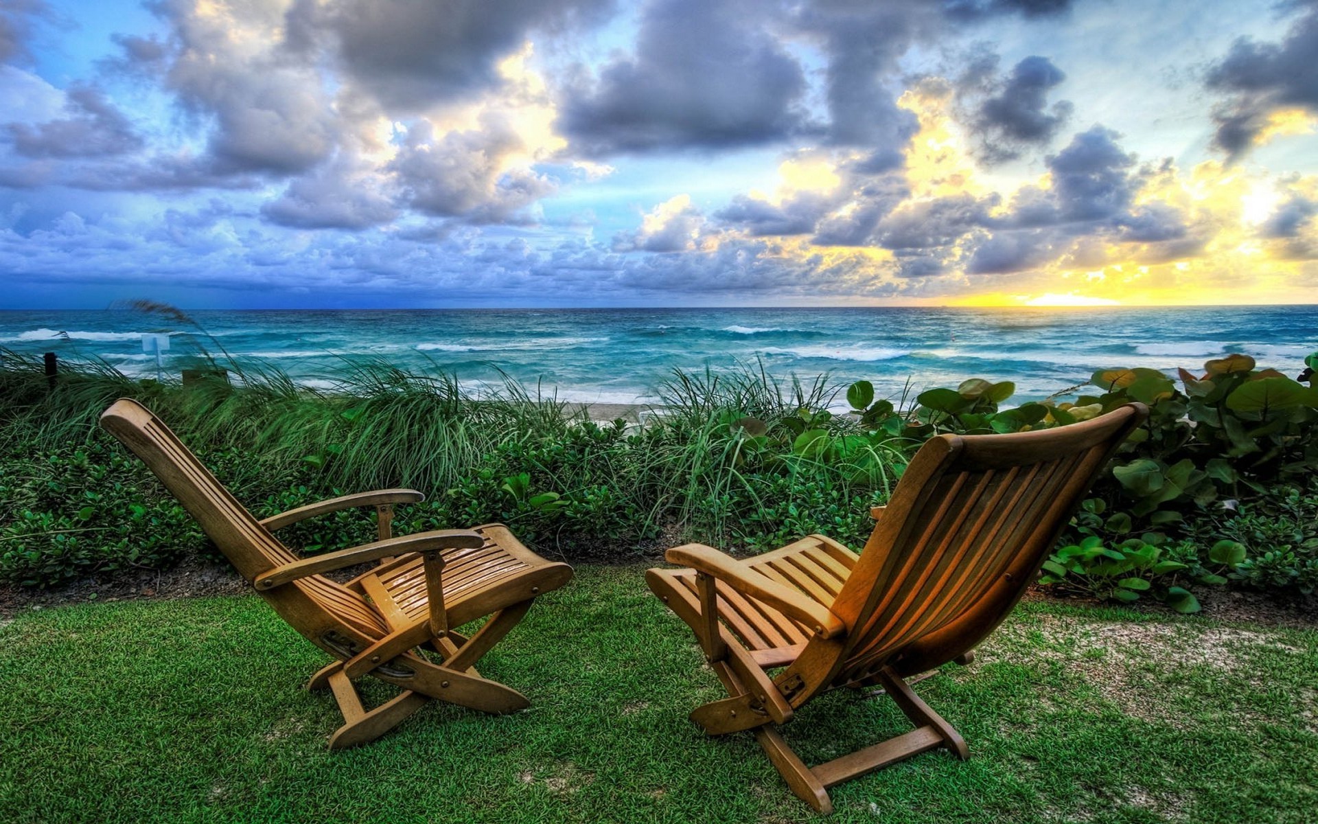 Summer Beach Chairs Wallpaper