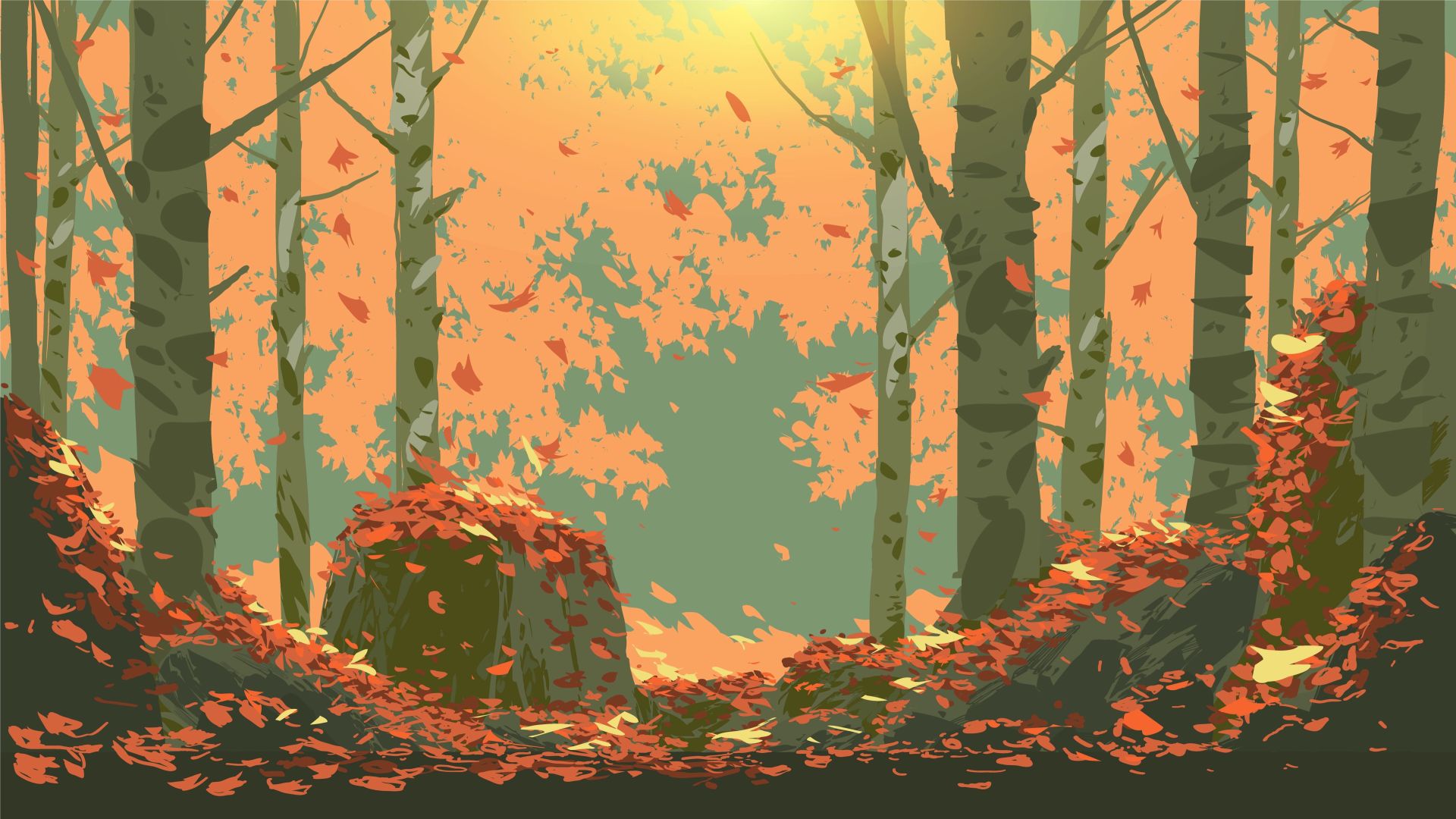 Pixel Autumn Forest Wallpapers - Wallpaper Cave